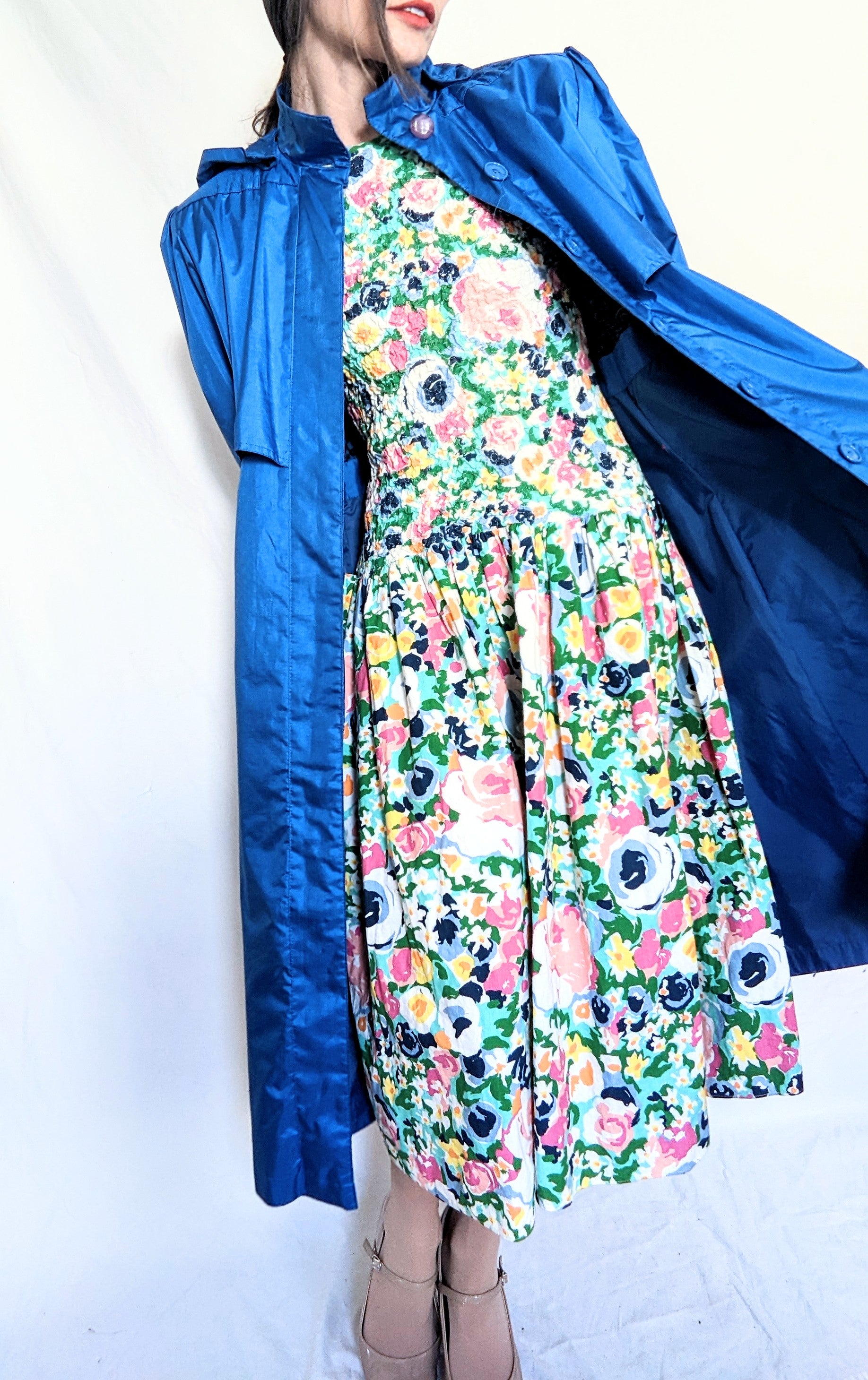 Vintage 70s/80s Bright Blue Hooded Rain Duster By Fleet Street | Shop ...