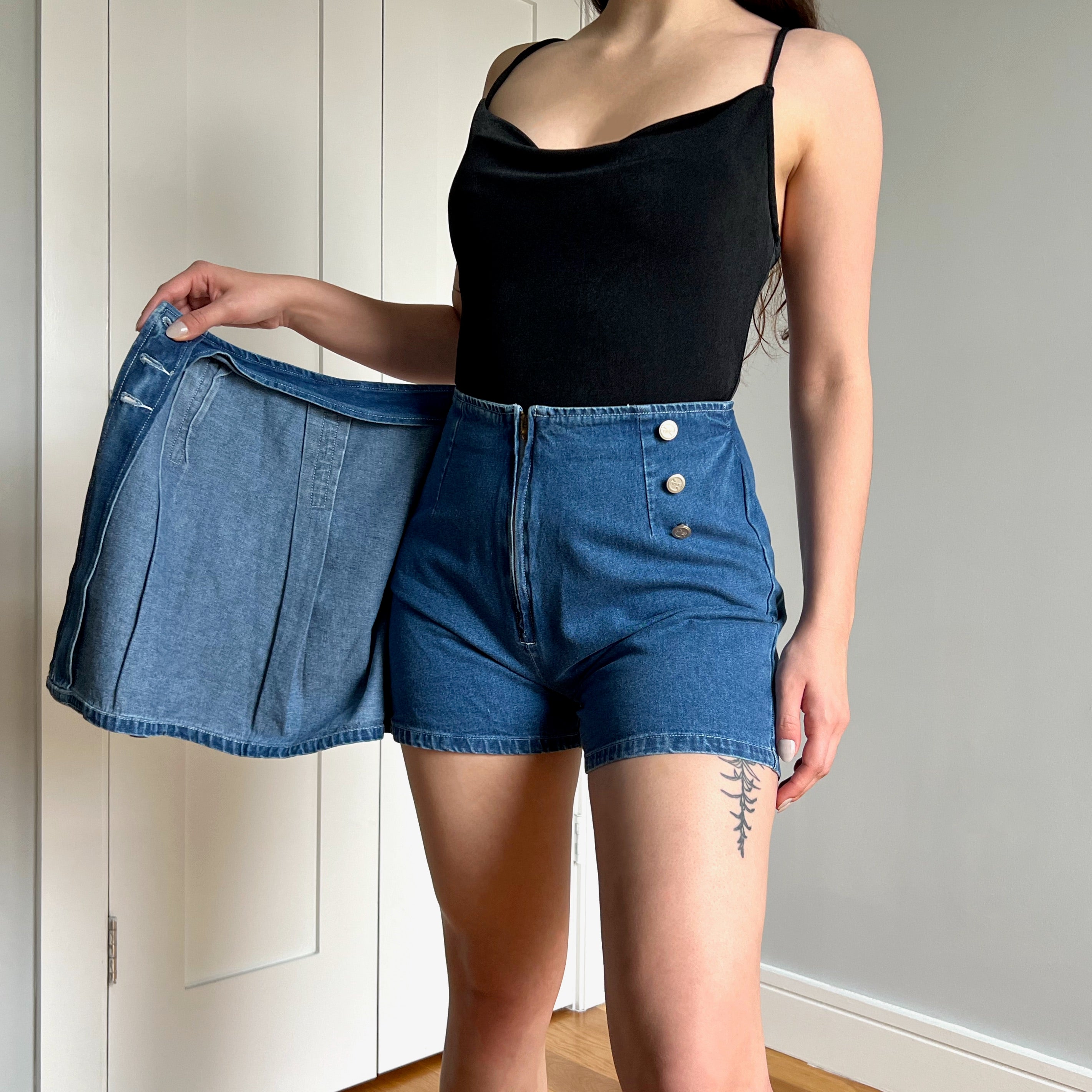 Vintage 90s/00s Denim Wrap Skort By No Excuses | Shop THRILLING