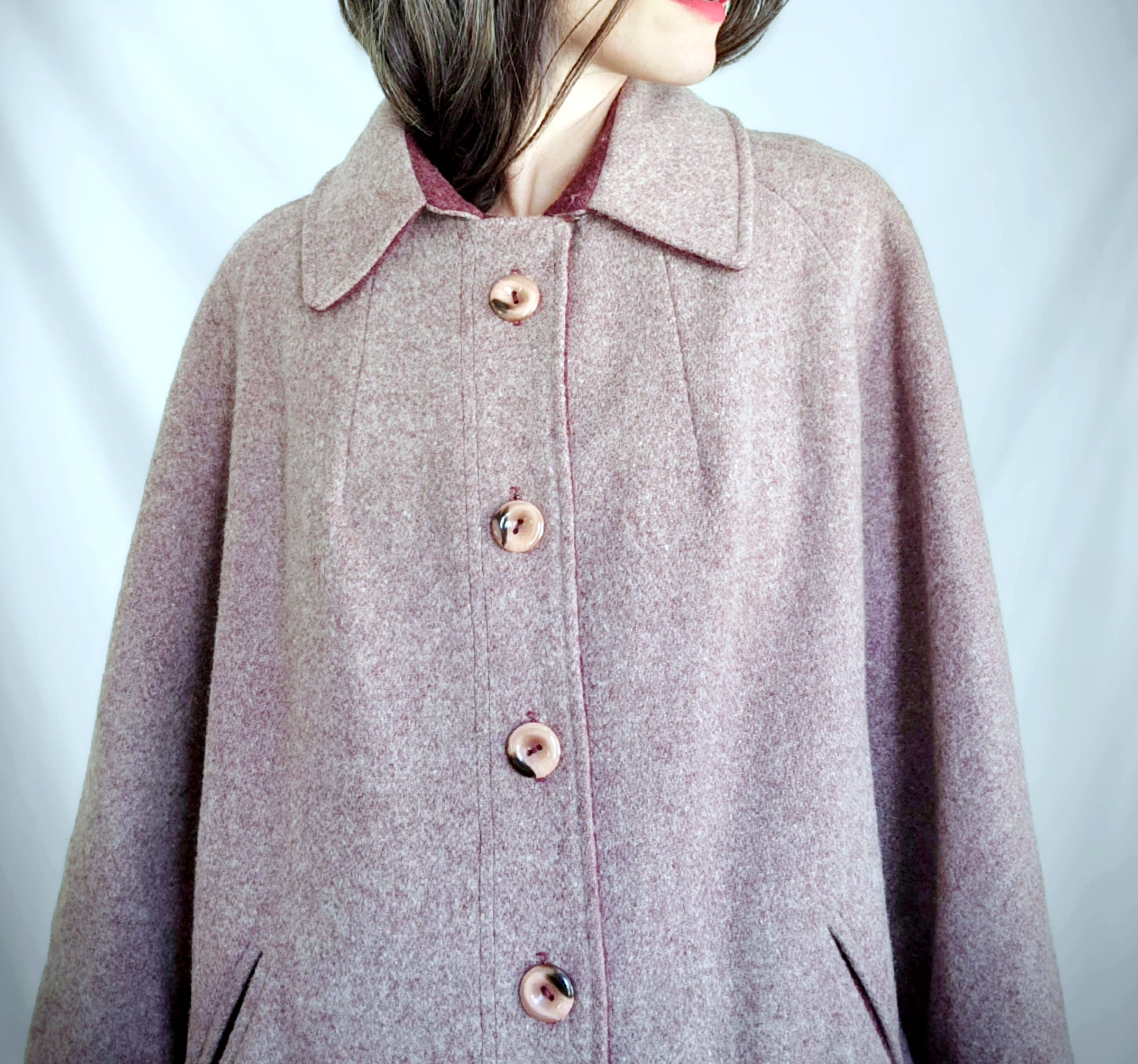 Vintage 60s/70s Mod Academia Dust Mauve Long Wool Winter Coat By ...