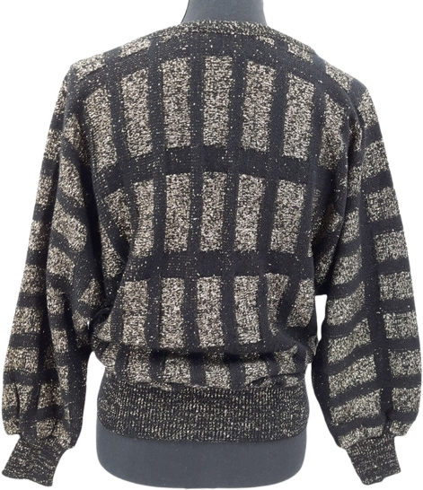 Vintage 80’s Black Gold Metallic Geometric Square Sweater by Carducci ...
