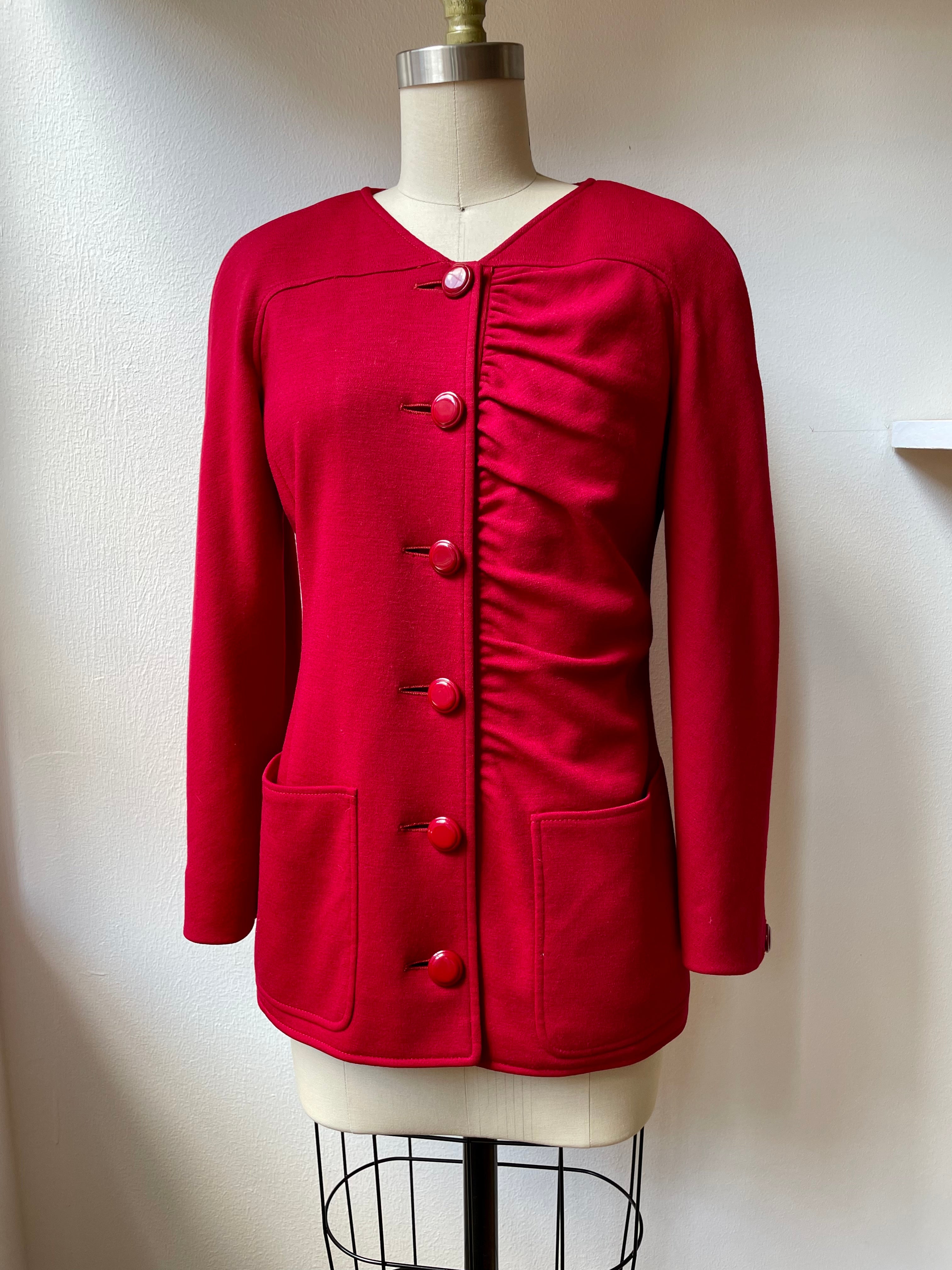 Vintage 80s Asymmetrical Red Knit Jacket By Valentino | Shop THRILLING