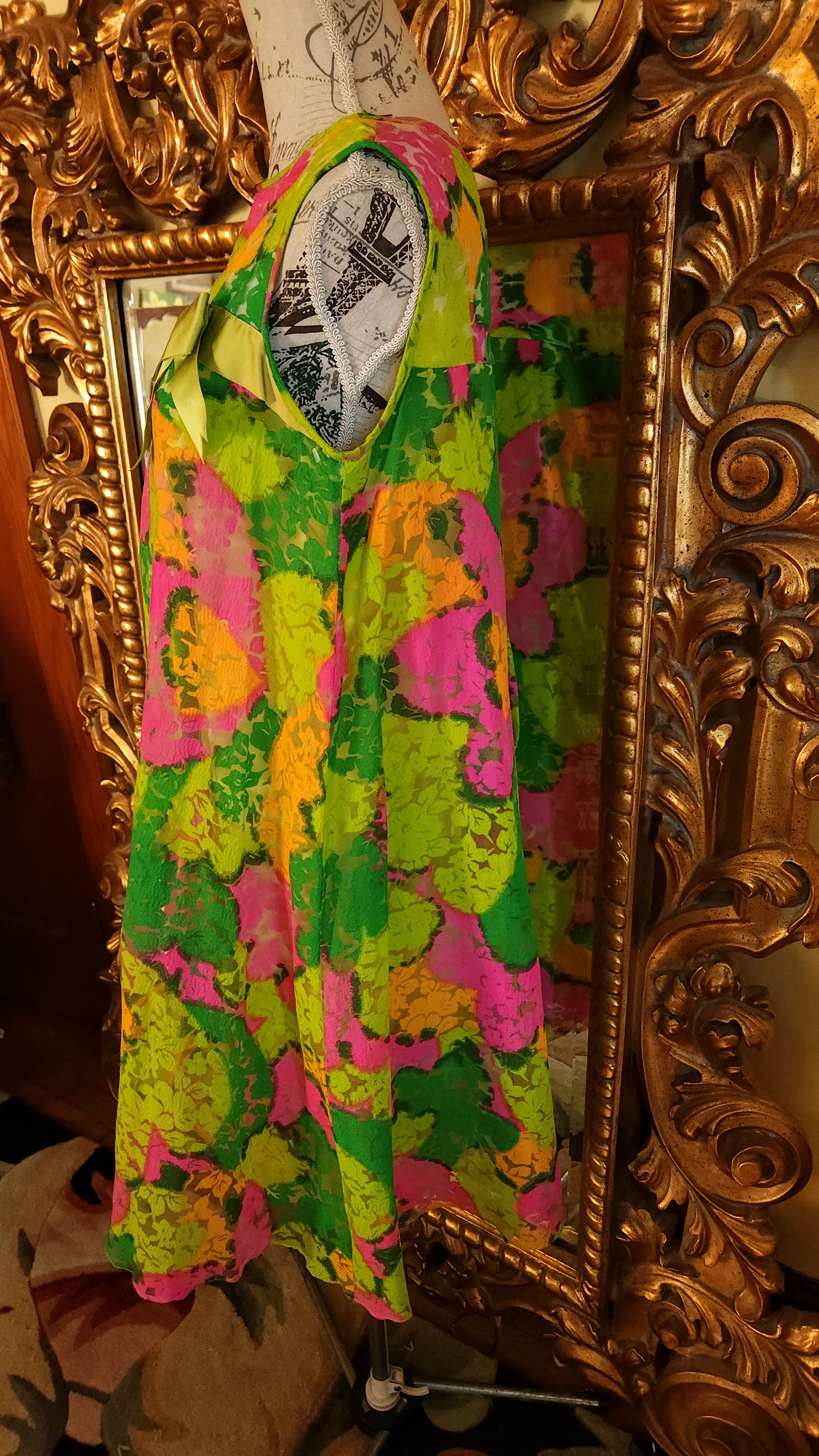 Vintage 60s Mod Neon Flocked Shift Dress | Shop THRILLING