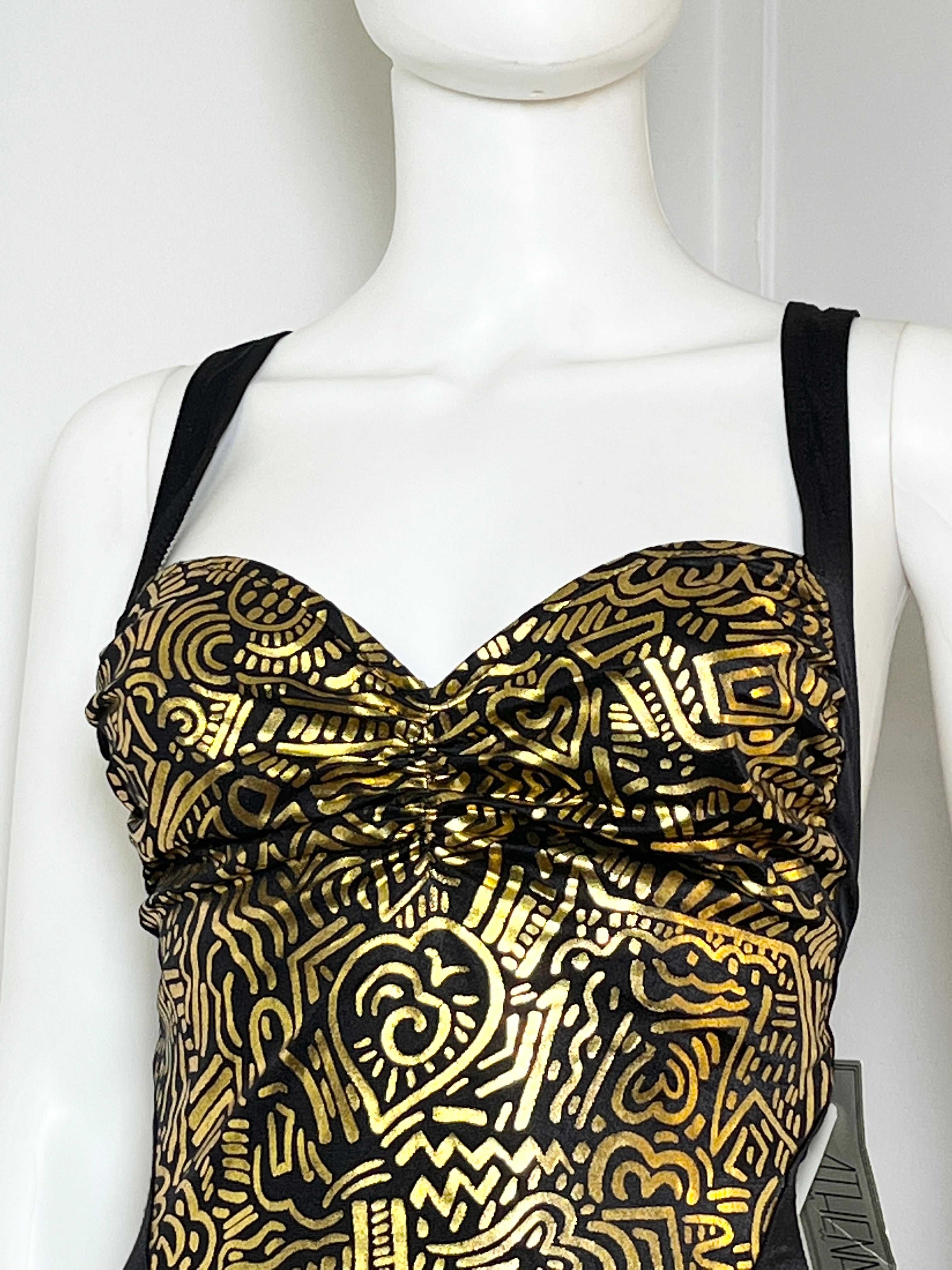 Vintage 90s Black And Metallic Gold One Piece Swimsuit By Athena | Shop ...