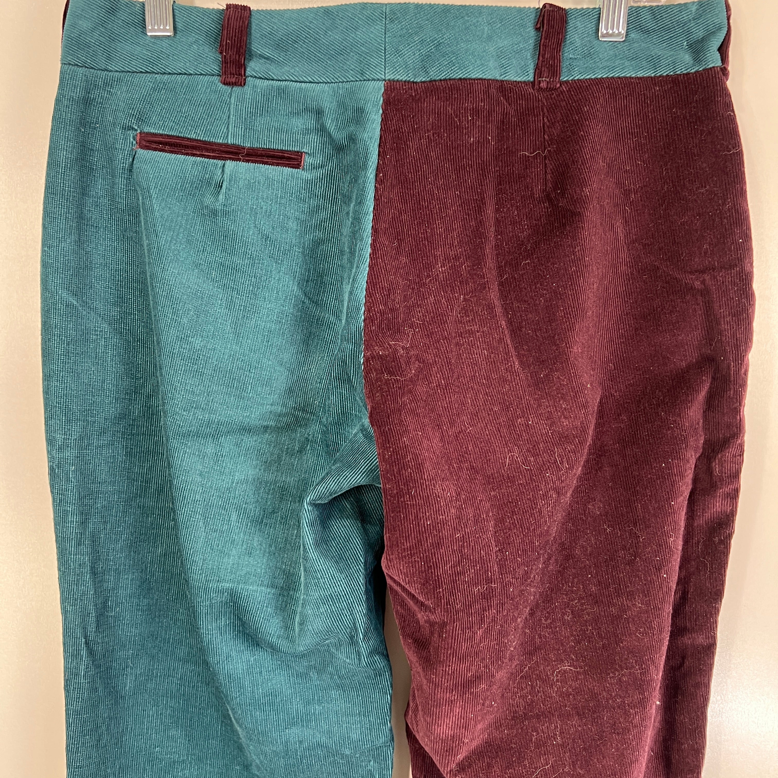 Vintage Corduroy Pants Split Colorblock Handmade | Shop THRILLING