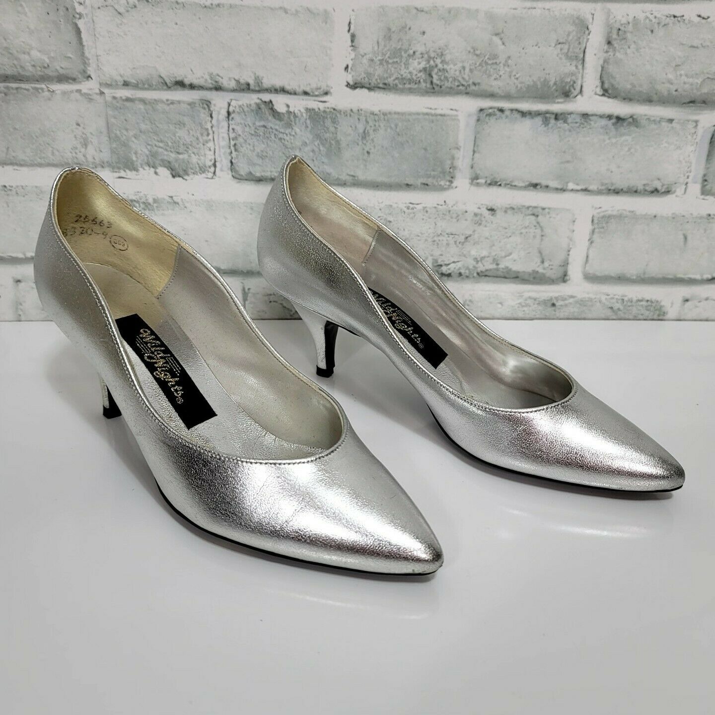 Vintage 80s/90s Shiny Silver Rhinestone Glam High Heels Pumps By Wild ...