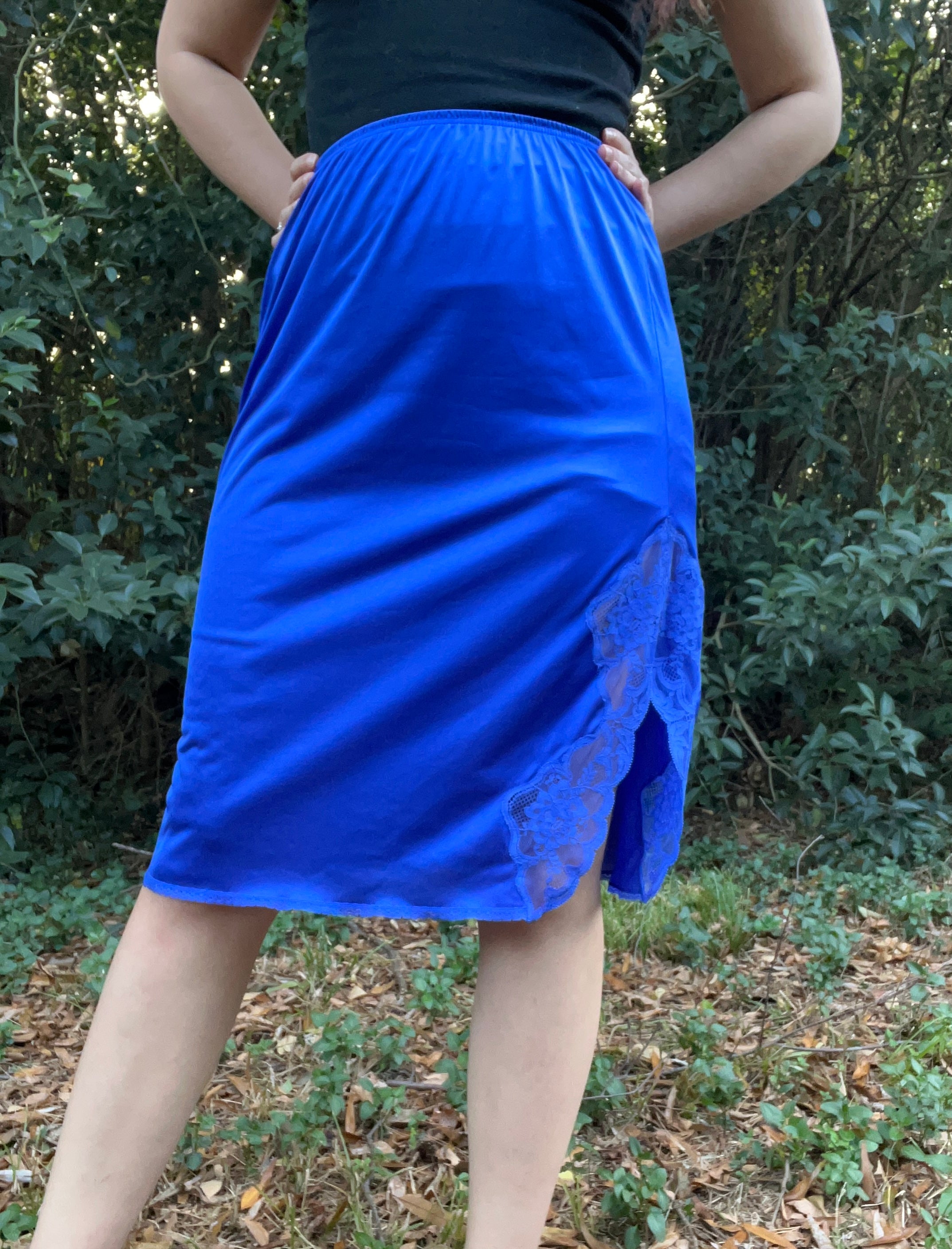 Vintage 60s/70s Royal Blue Half Slip Skirt With Slit By Vanity Fair ...