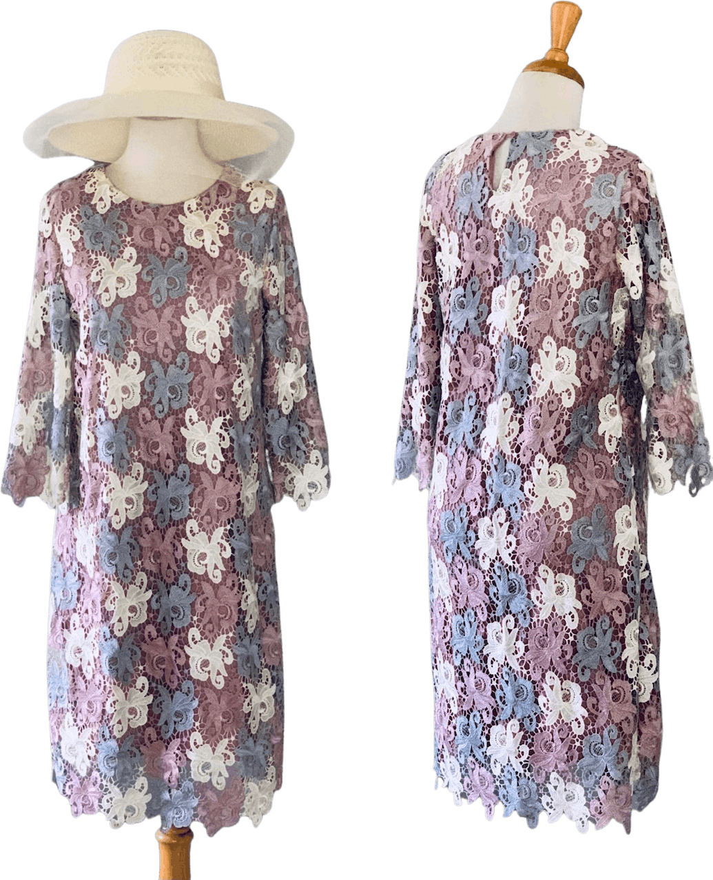 Vintage Flapper Style Lace Overlay Lilac Shift Dress | Shop THRILLING