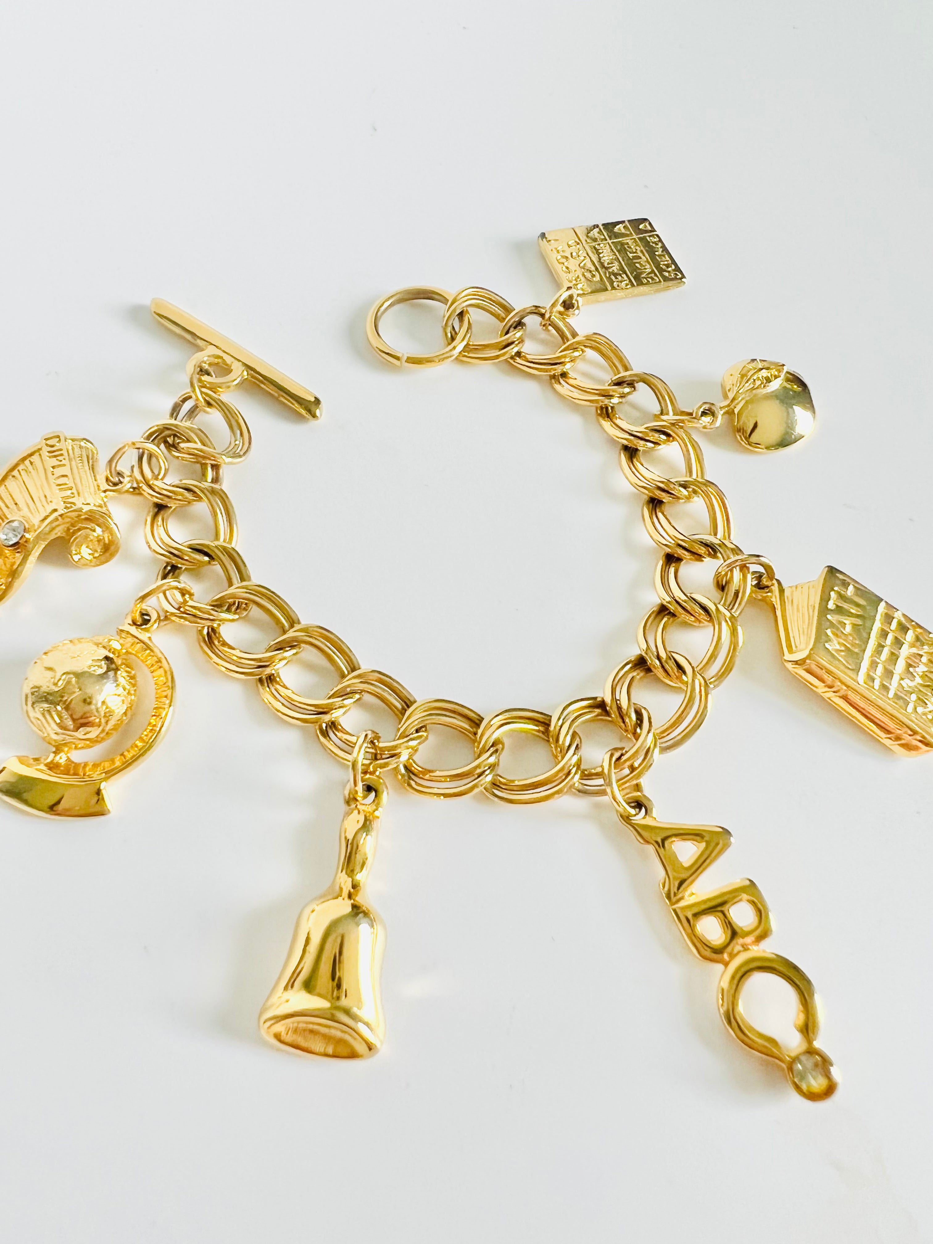 Vintage 70s/80s Shiny Gold School Teacher Math Charm Bracelet | Shop ...