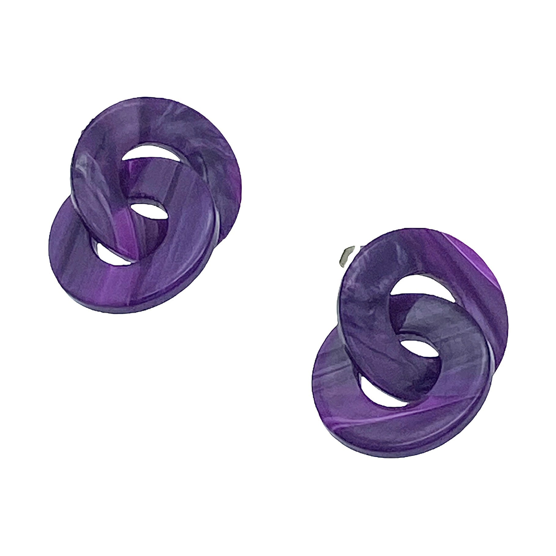 Vintage 80s Purple Marbled Lucite Door Knocker Earrings | Shop THRILLING