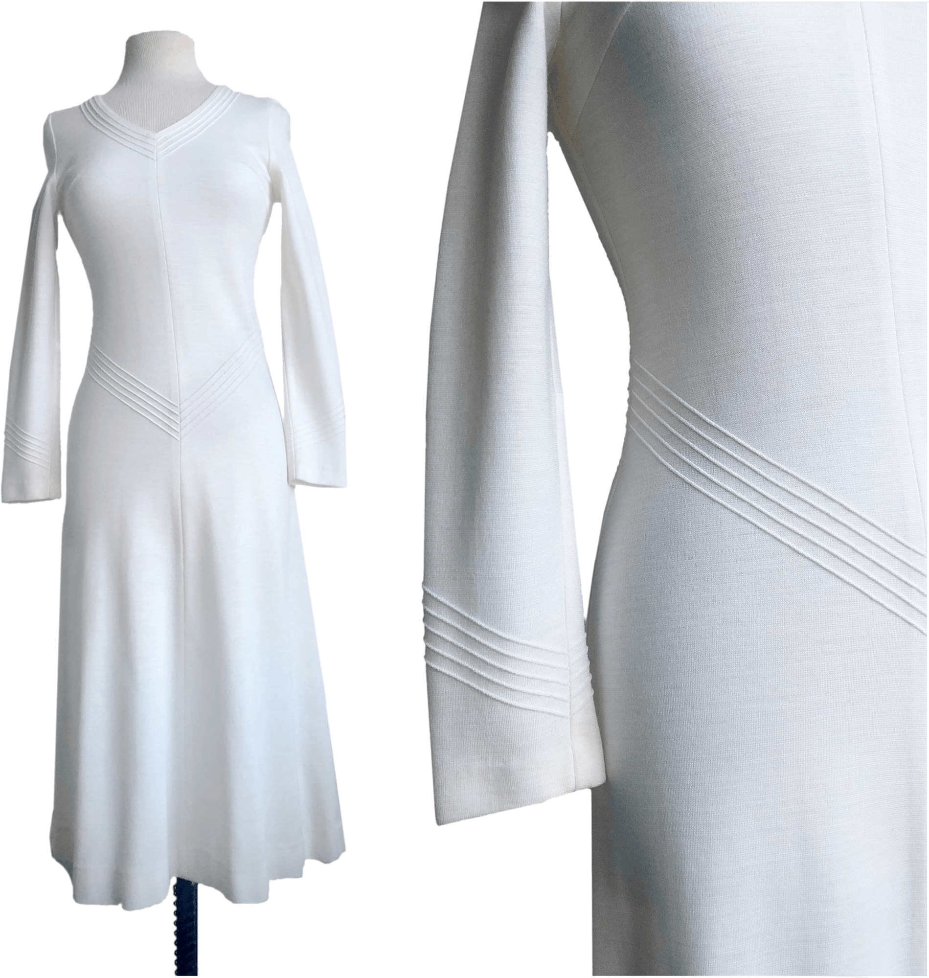 70s Vintage White Knit Dress By Anna Modeller | Shop THRILLING