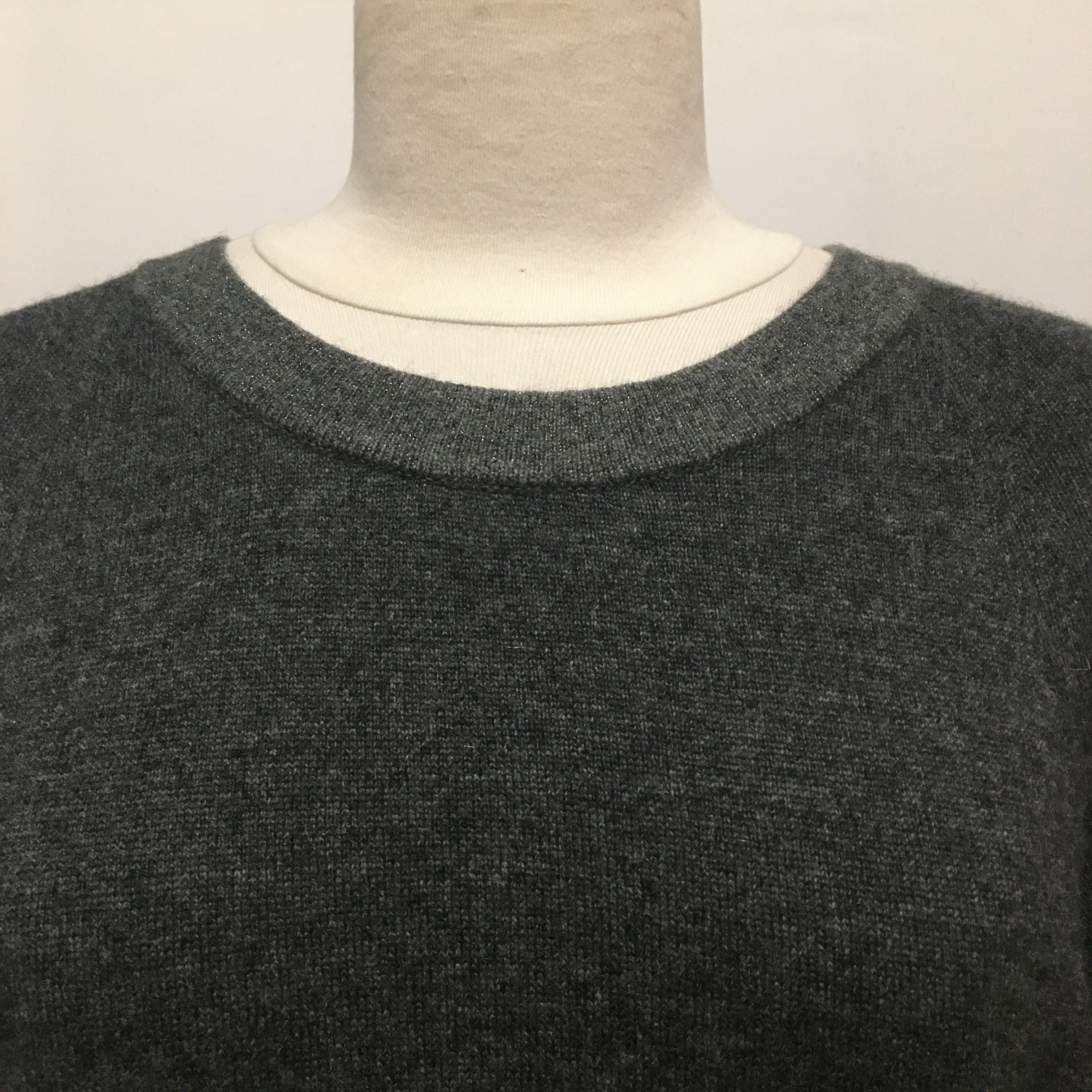 Vintage Chanel Metallic Gray Cashmere Sweater By Chanel | Shop THRILLING
