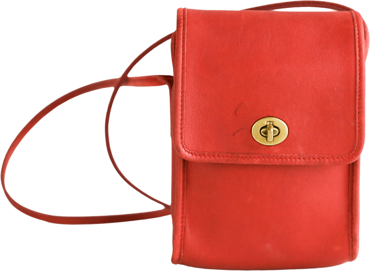 Vintage Small Red Rectangular Turn Lock Mini Crossbody Bag by Coach ...