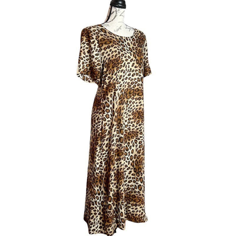 Vintage 80s/90s Animal Print Tie Back Midi Dress By Teddi | Shop THRILLING