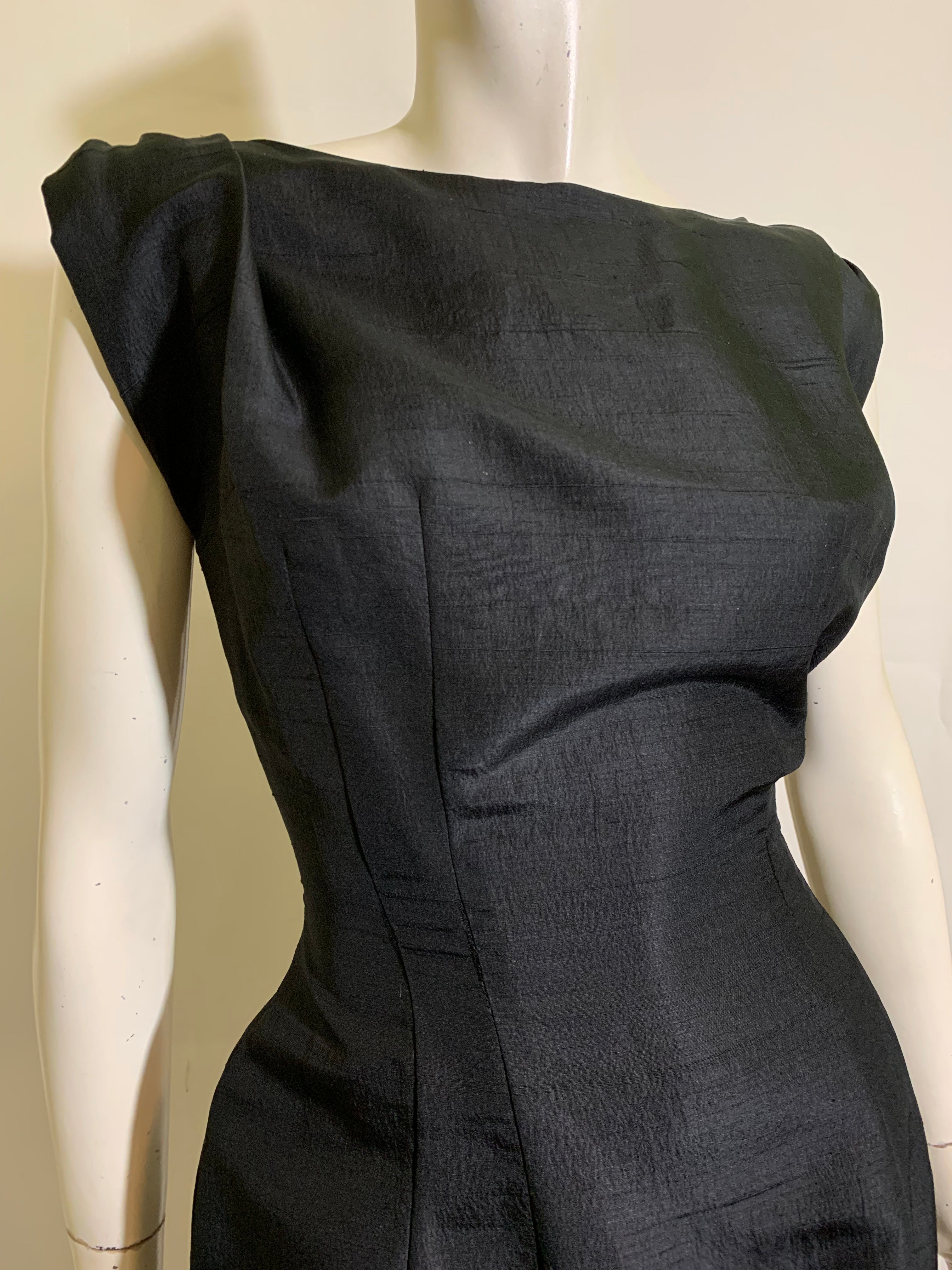 Vintage 50s Black Velvet Rose Trimmed Low Back Party Dress | Shop THRILLING