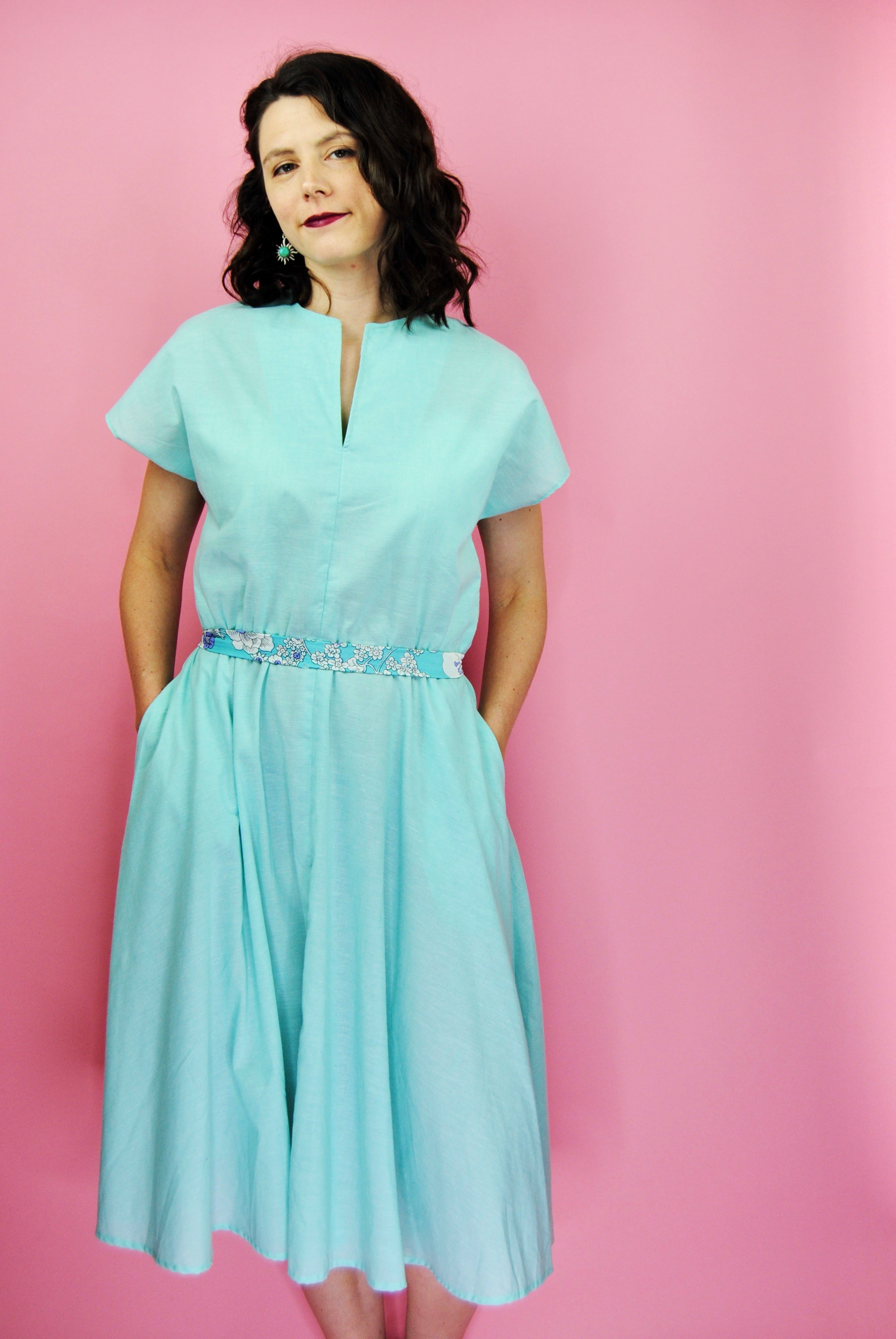Vintage 70s/80s Pale Turquoise Blue Cotton Summer Sun Dress | Shop ...
