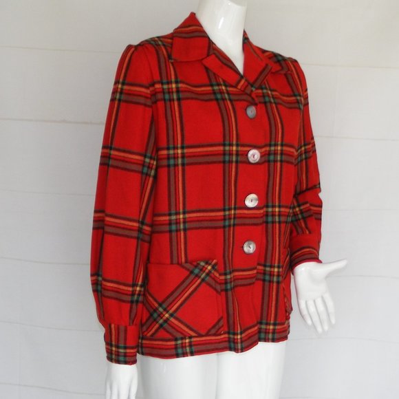 Vintage 49'er Red Plaid Wool Shirt Jacket Shacket By Pendleton | Shop ...