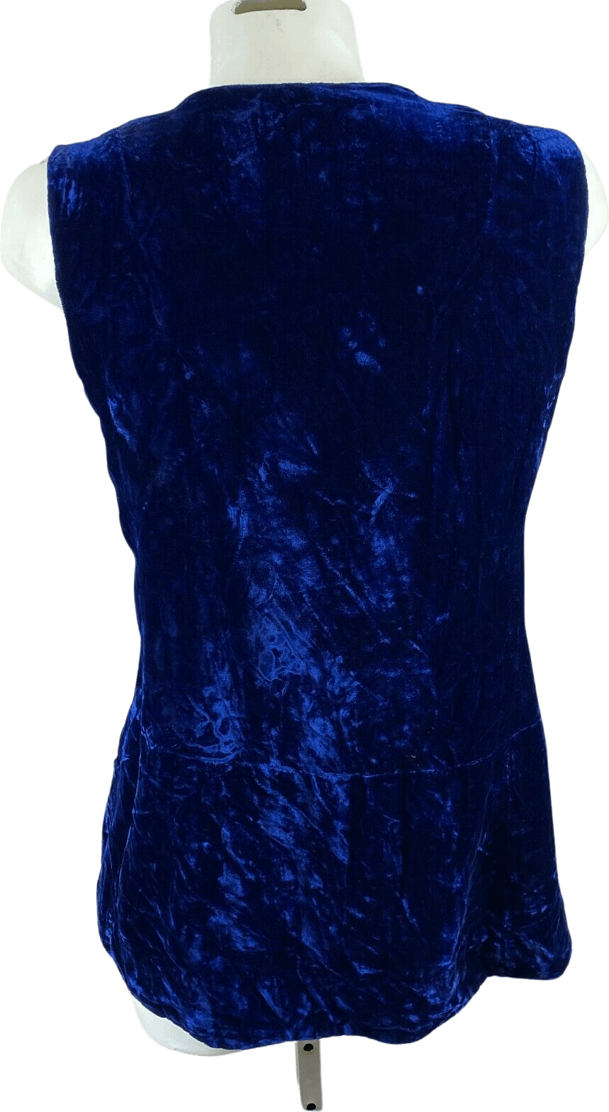 Vintage 70's Blue Velvet Button Down Vest Jacket by Mr Z | Shop THRILLING