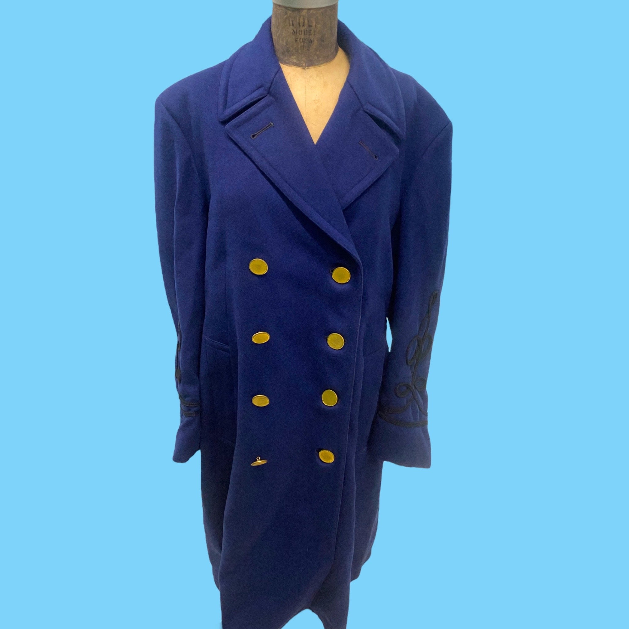 Vintage 80s Lincoln Center Ny Blue Wool Long Ushers Overcoat By Brooks ...