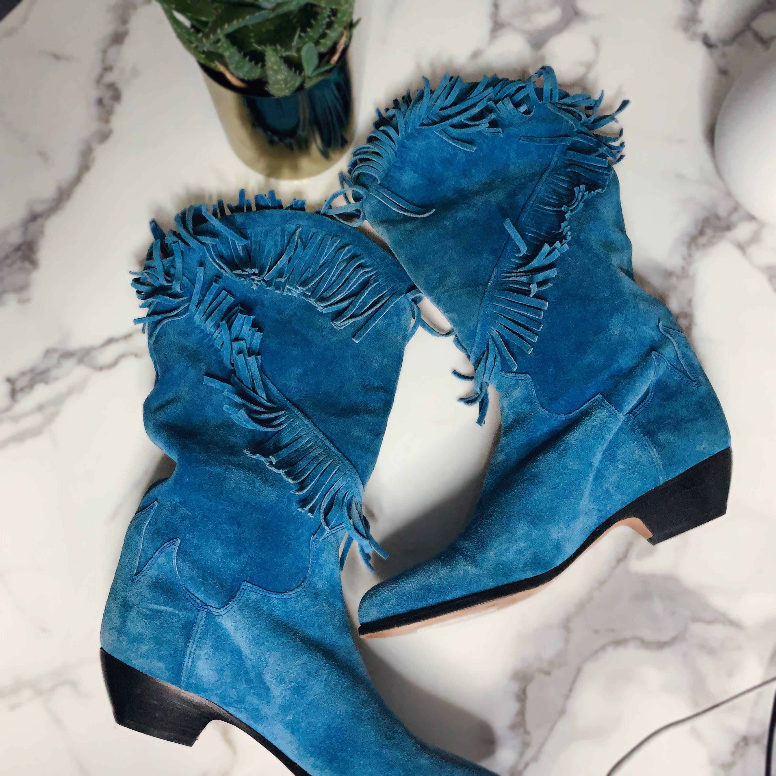 Vintage Blue Suede Boots | Shop THRILLING