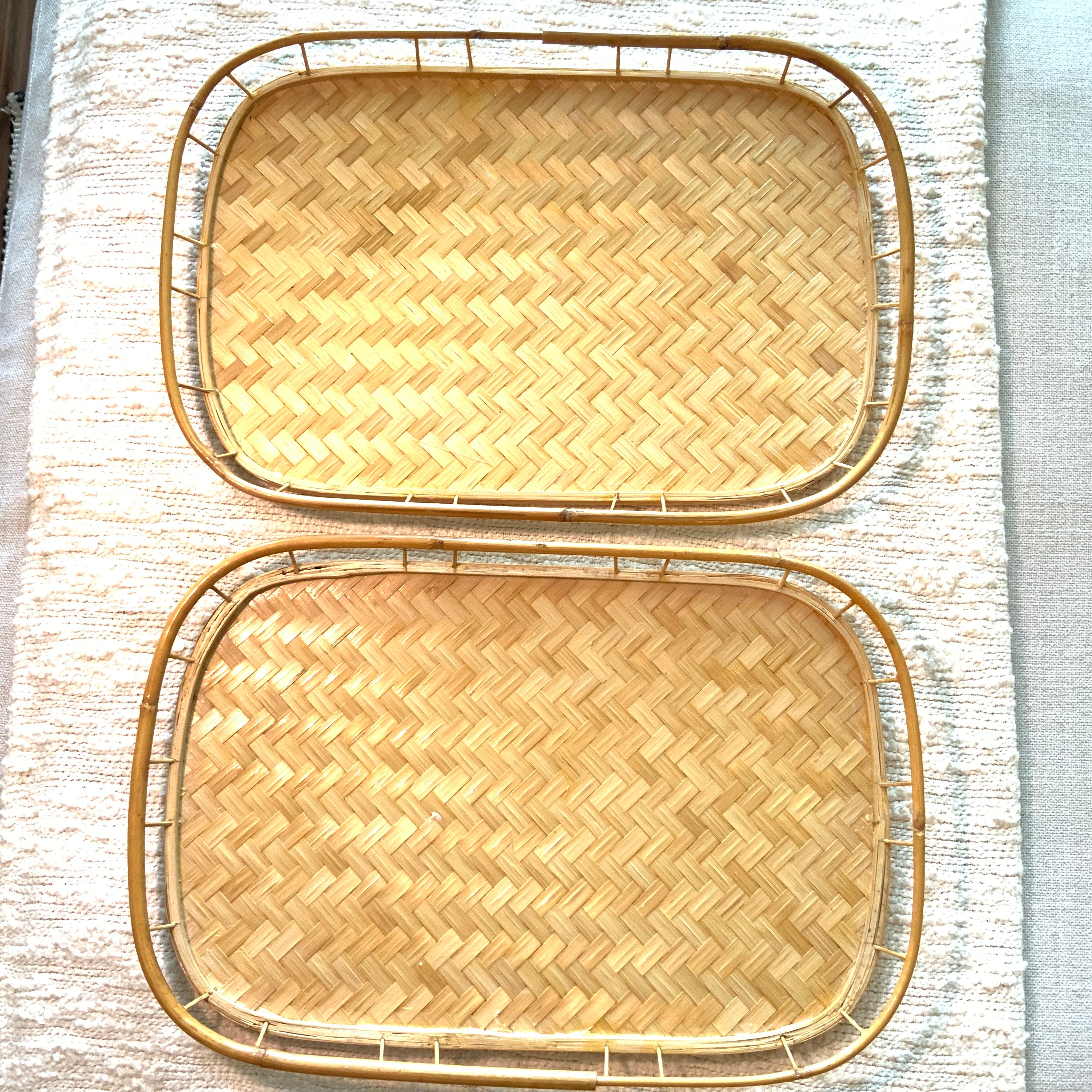 Vintage 80s/90s 80s - 90s Bamboo Woven Wicker Braided Trays 2 | Shop ...