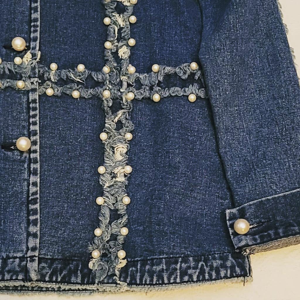 Vintage Pearl Embellished Fringed Jean Jacket by Berek | Shop THRILLING