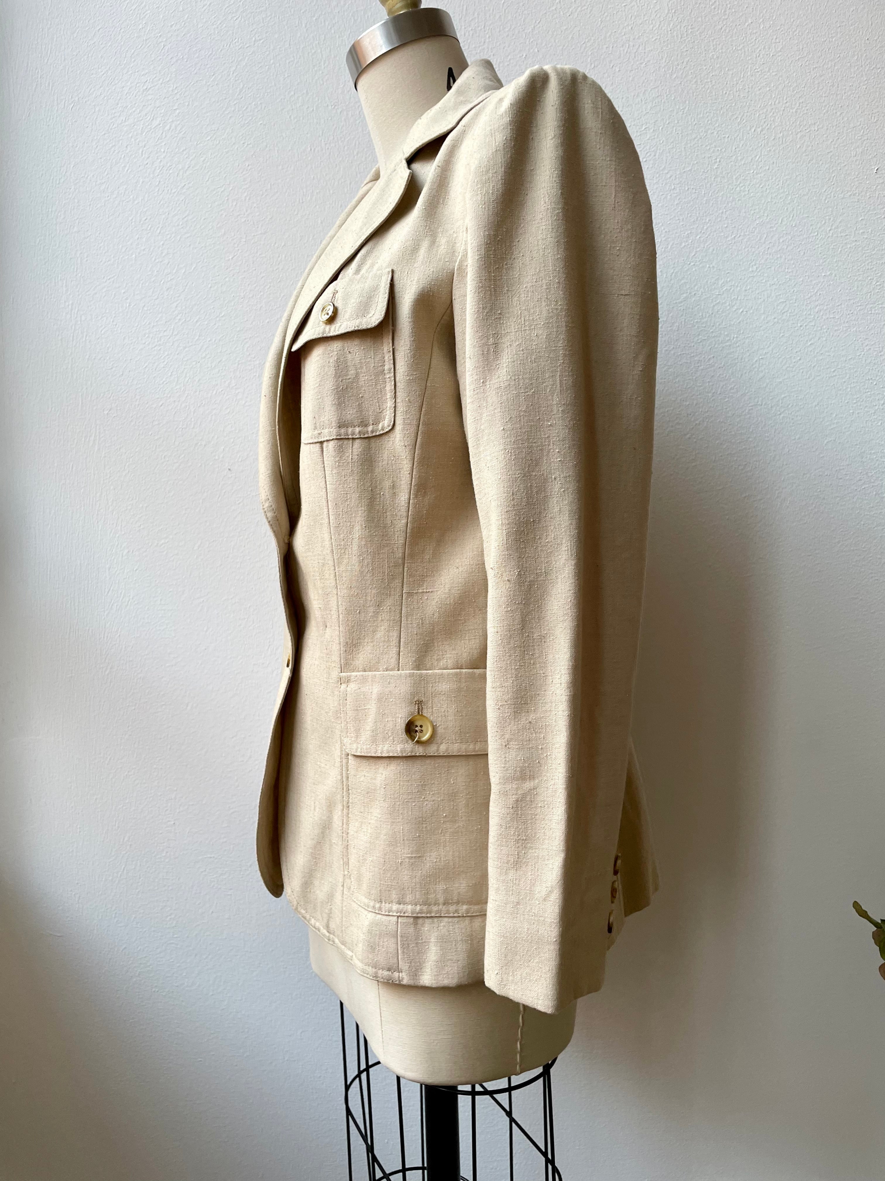 Vintage 80s Beige Safari Style Blazer | Shop THRILLING