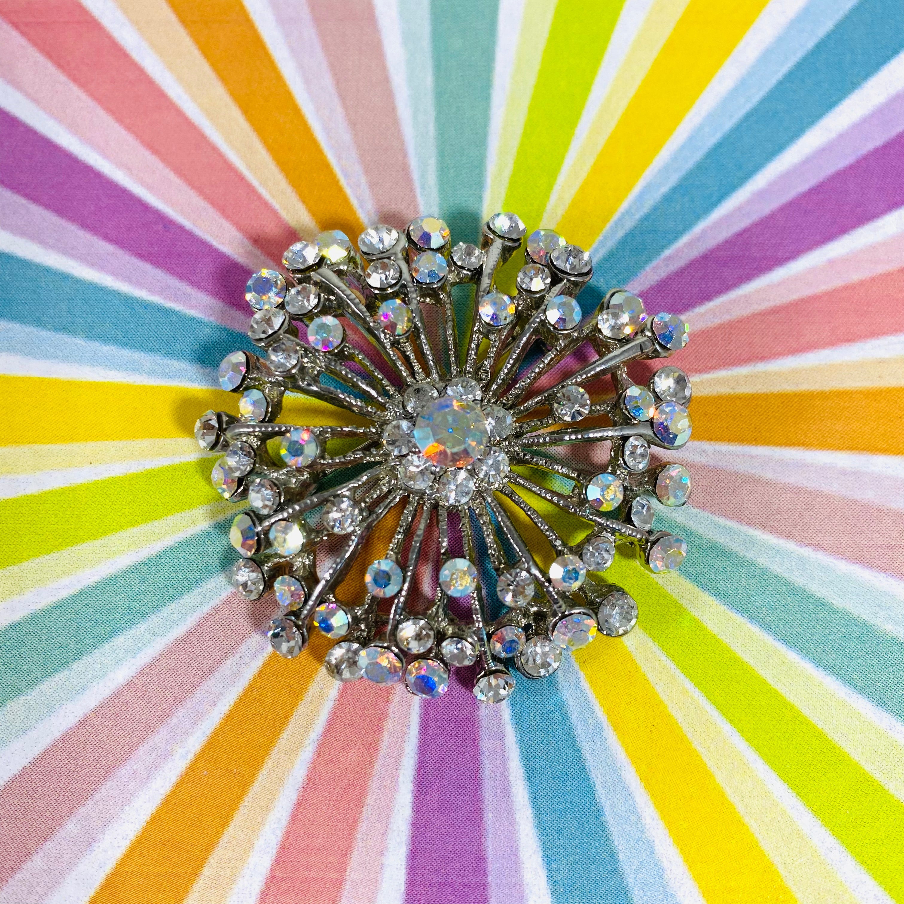 Vintage 50s/60s Aurora Borealis And Silver Tone Starburst Pin | Shop ...