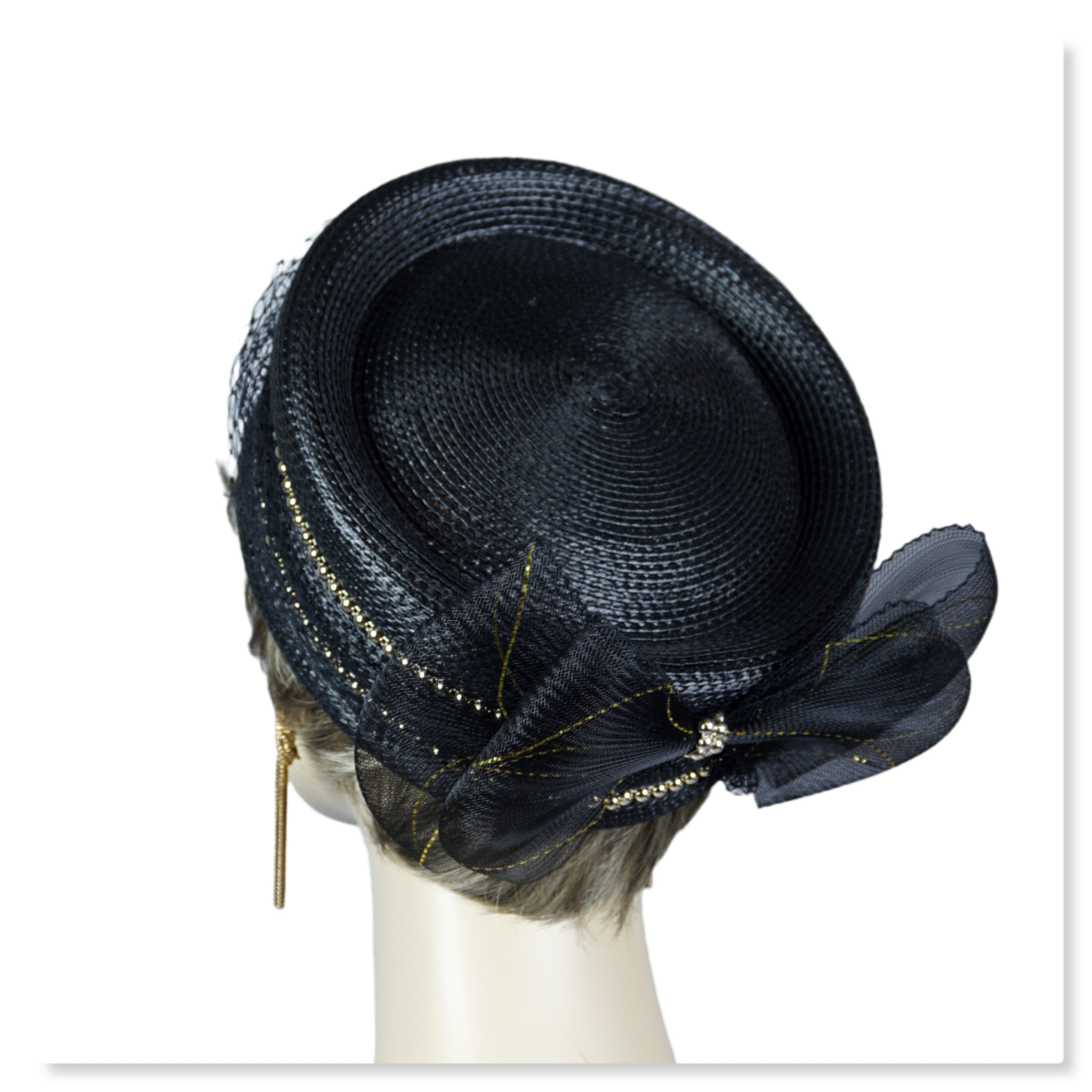 Vintage 90s 90s Black And Gold Straw Pillbox Style Hat | Shop THRILLING