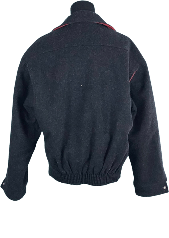 Vintage Peppered Gray Black Wool Batwing Bomber Jacket | Shop THRILLING