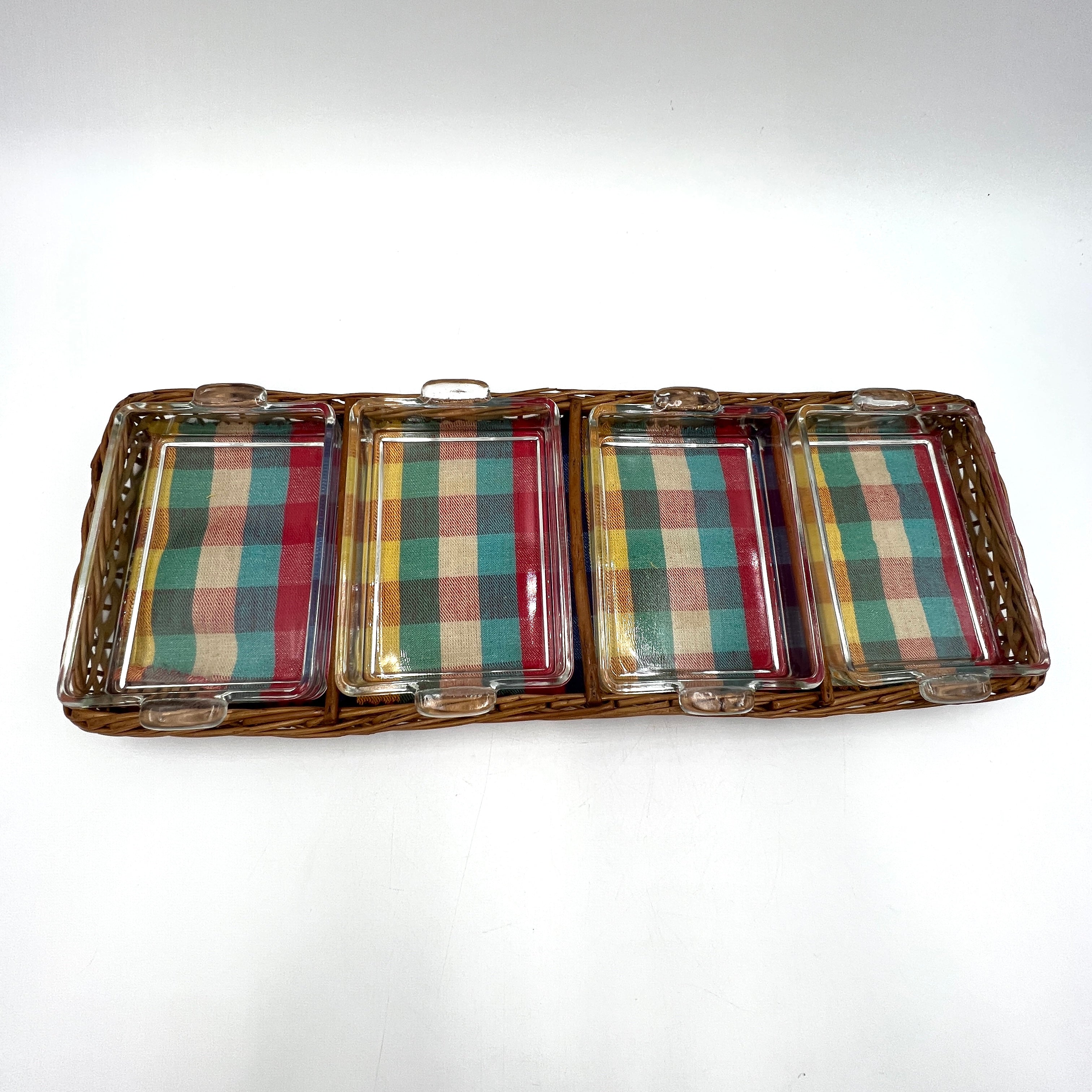 Vintage Wicker And Glass Condiment Serving Tray | Shop THRILLING
