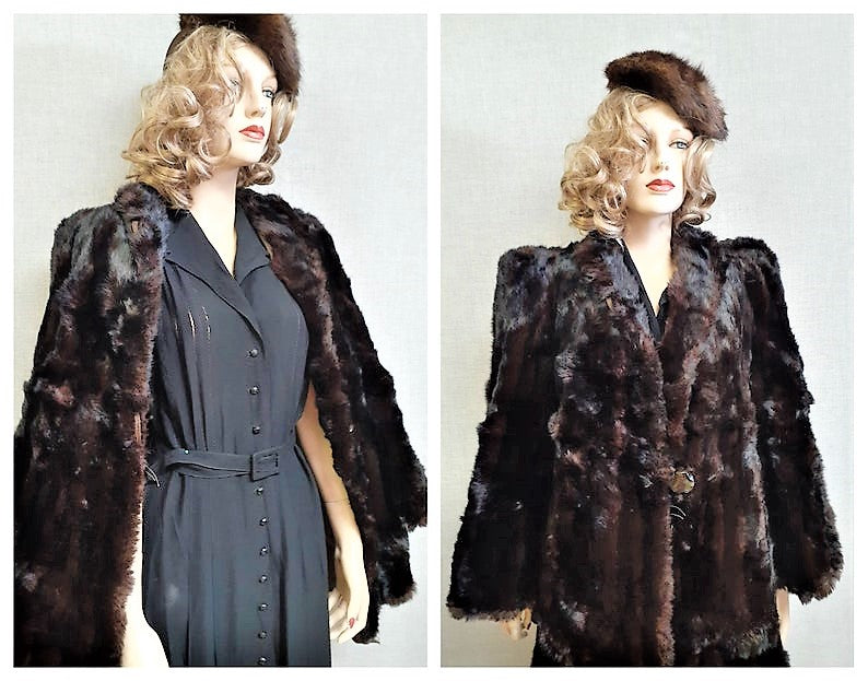 Vintage 40s Stunning 40s Hollywood Glamour Mink Fur Coat A+ By Old ...