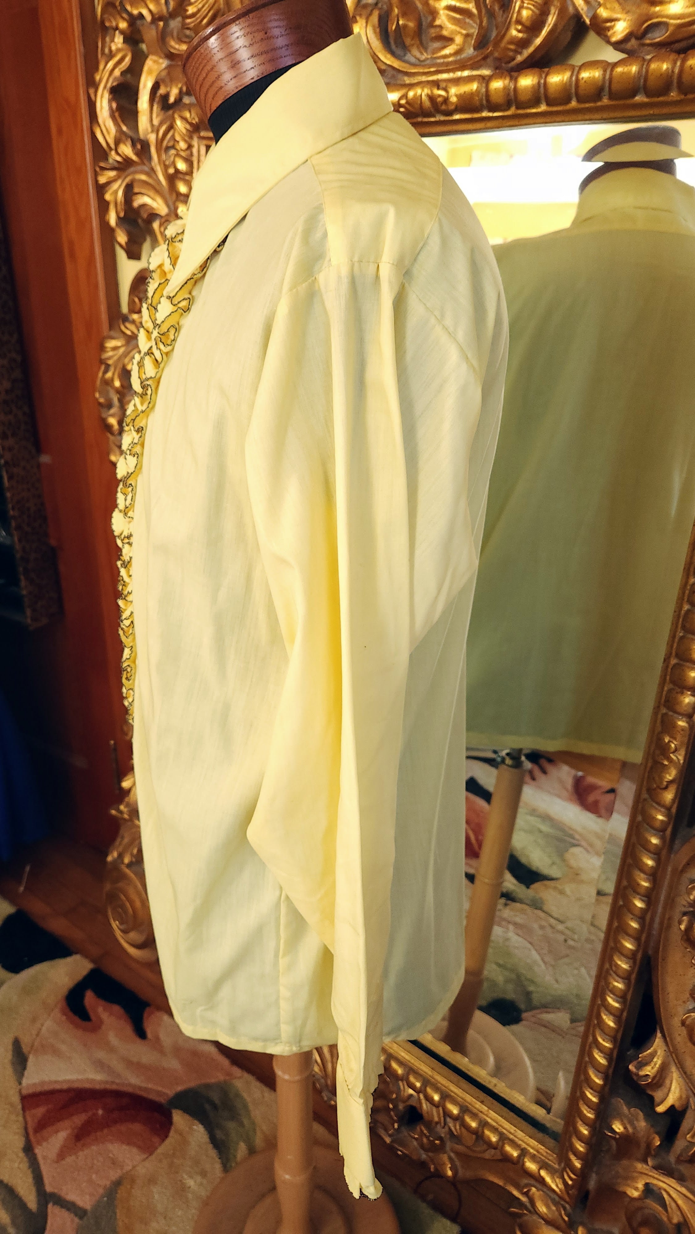 Vintage 70s Bright Yellow Ruffled Tuxedo Shirt French Cuffs By L&M ...