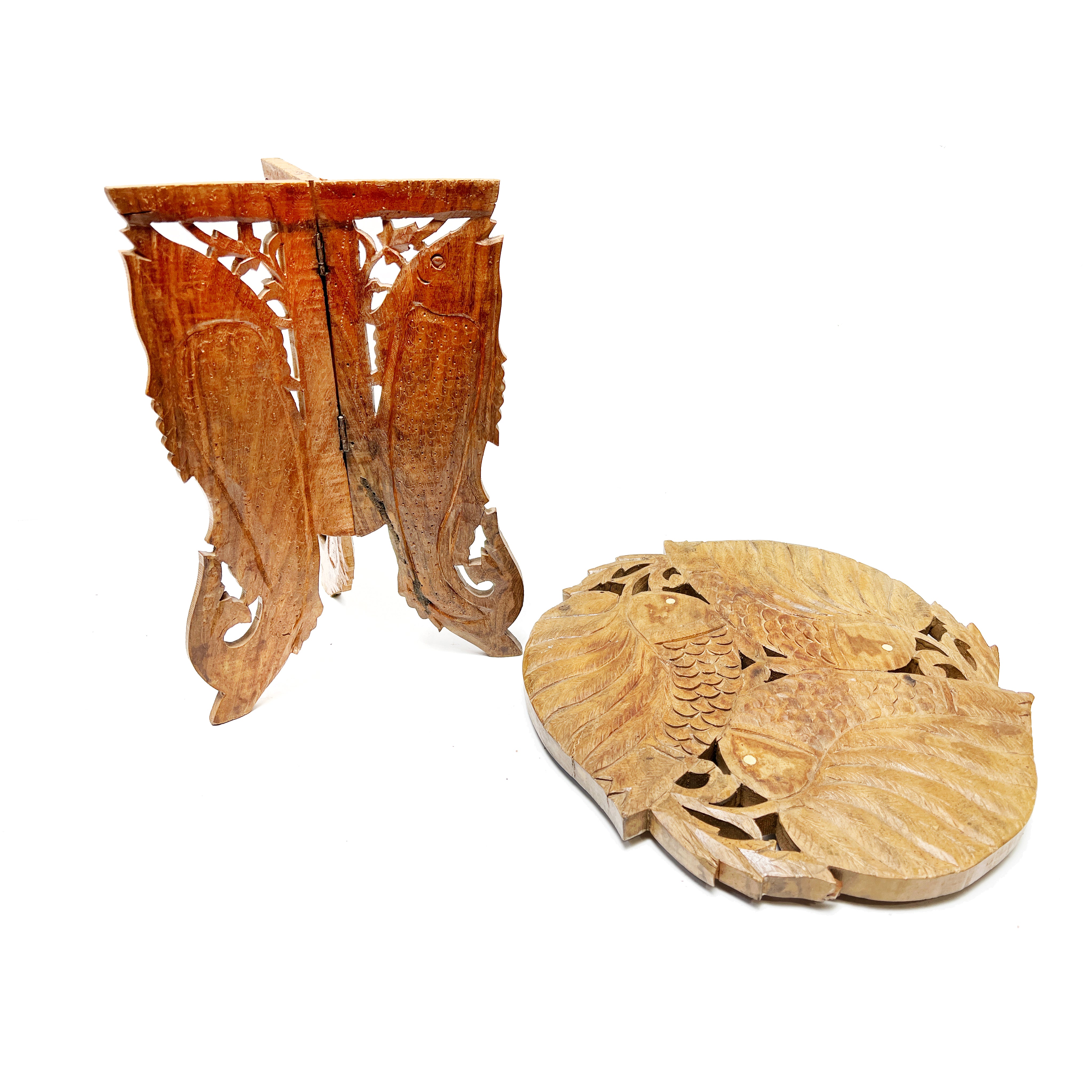 Vintage 50s/60s Midcentury Collapsible Wood Koi Fish Table | Shop THRILLING