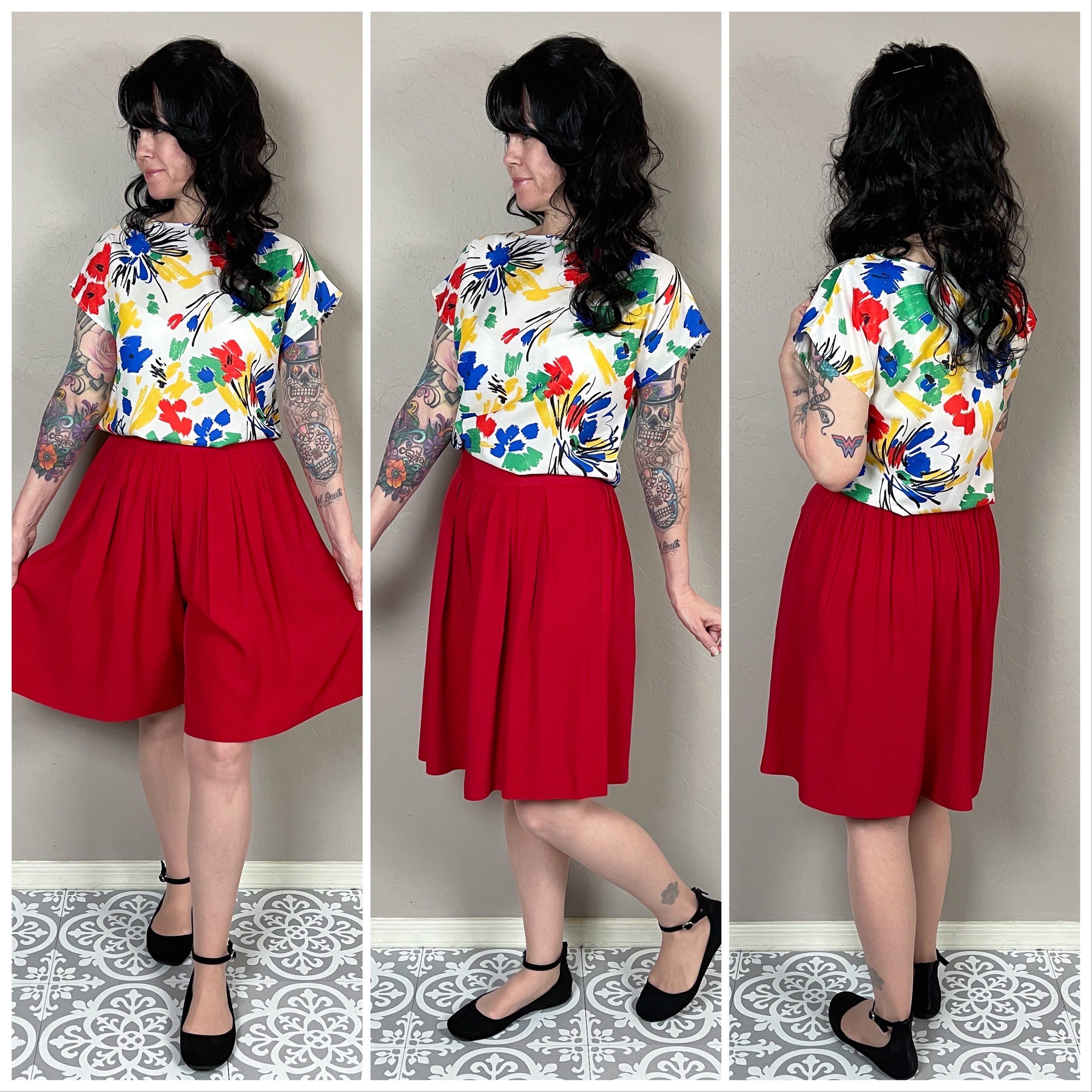 Vintage 80s High Rise Cherry Red Wide Leg Culottes By Lerner | Shop ...