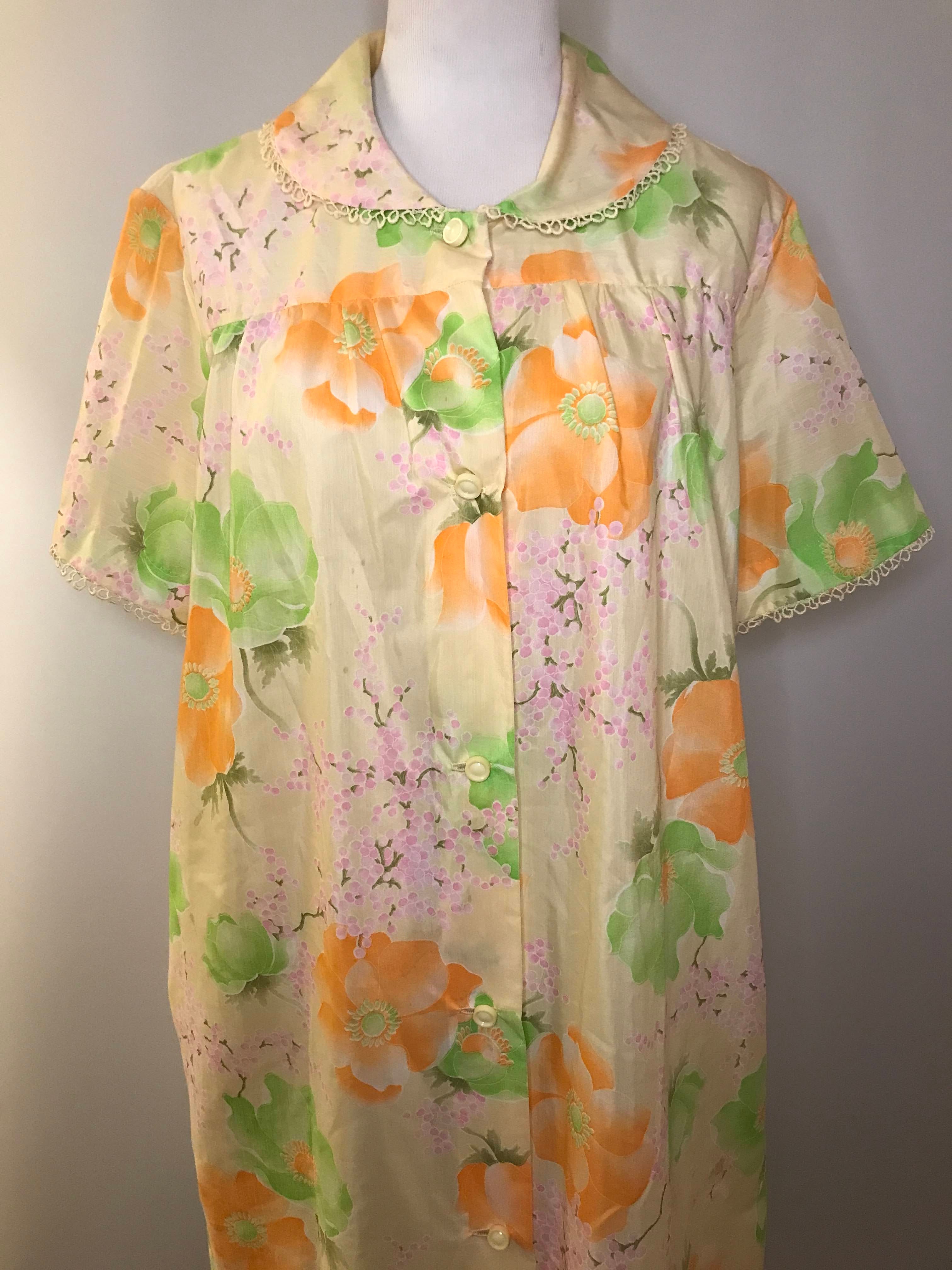 Vintage 50s/60s Cottagecore Day Glo Nightgown Caftan Mumu | Shop THRILLING