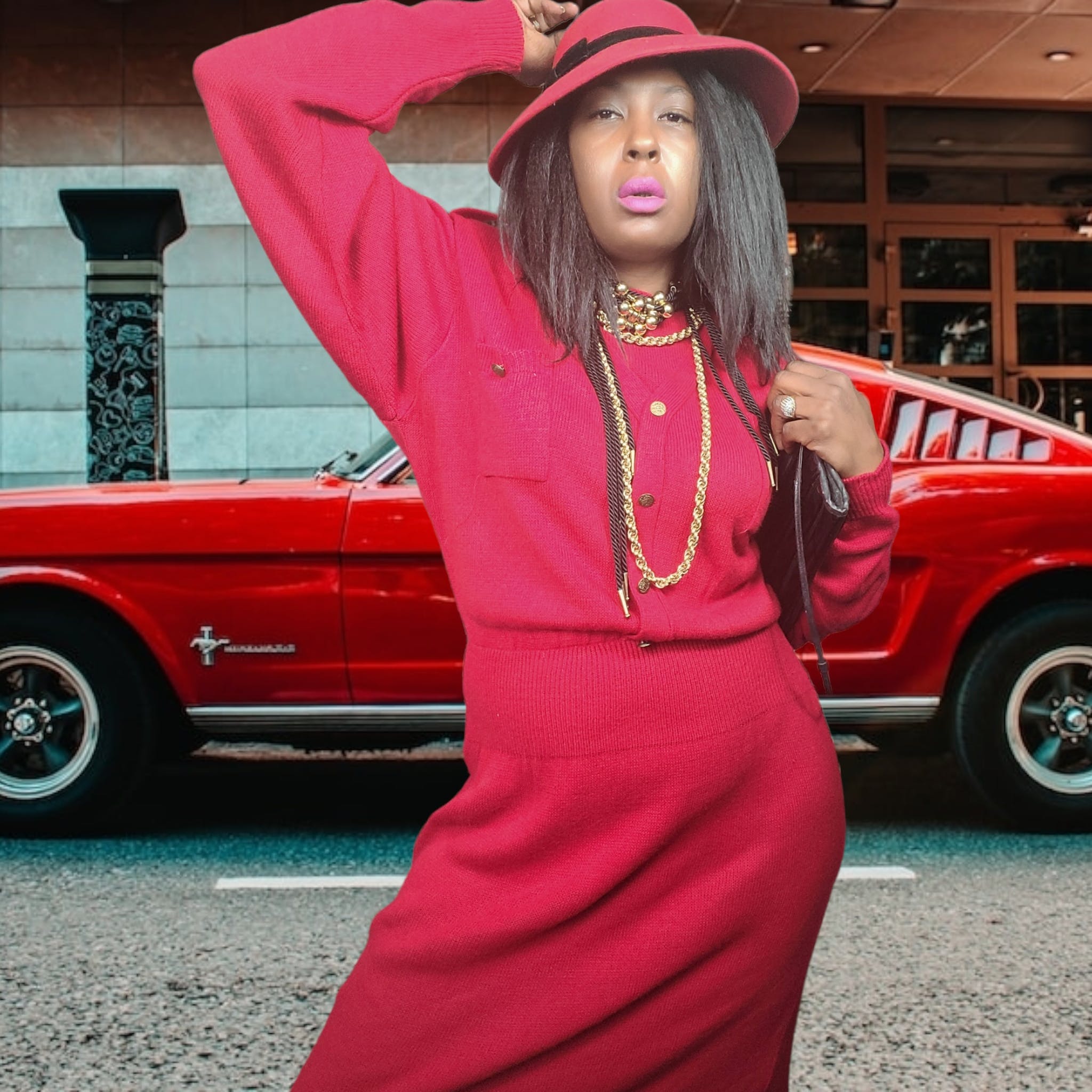 Vintage 80s Red Sweater Dress By Claire Thomson | Shop THRILLING
