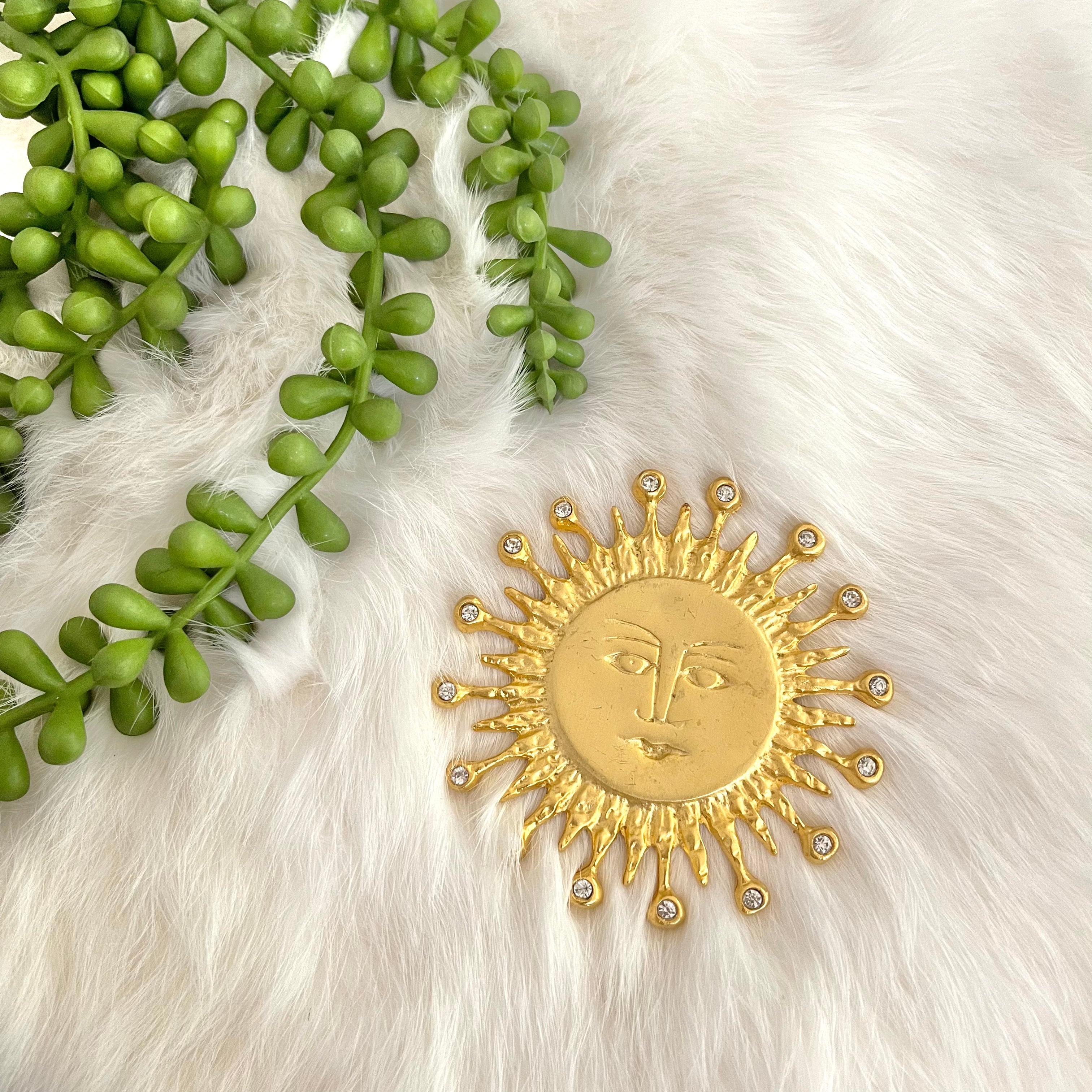 Vintage Gold Soleil Sun Face Brooch By The Icing | Shop THRILLING