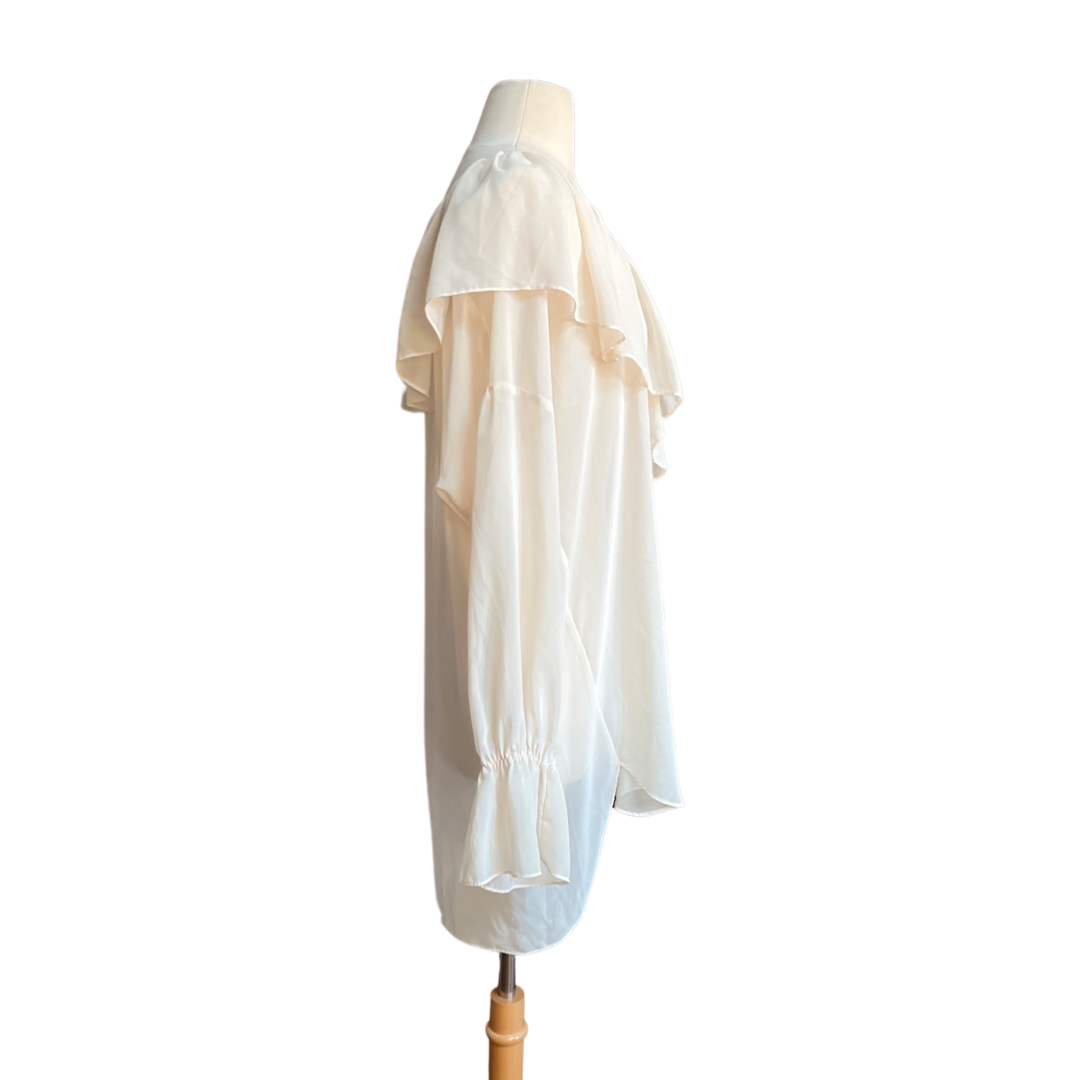 Vintage 90s Ruffled Tie Front Sheer Poet Peasant Blouse By Victoria's ...