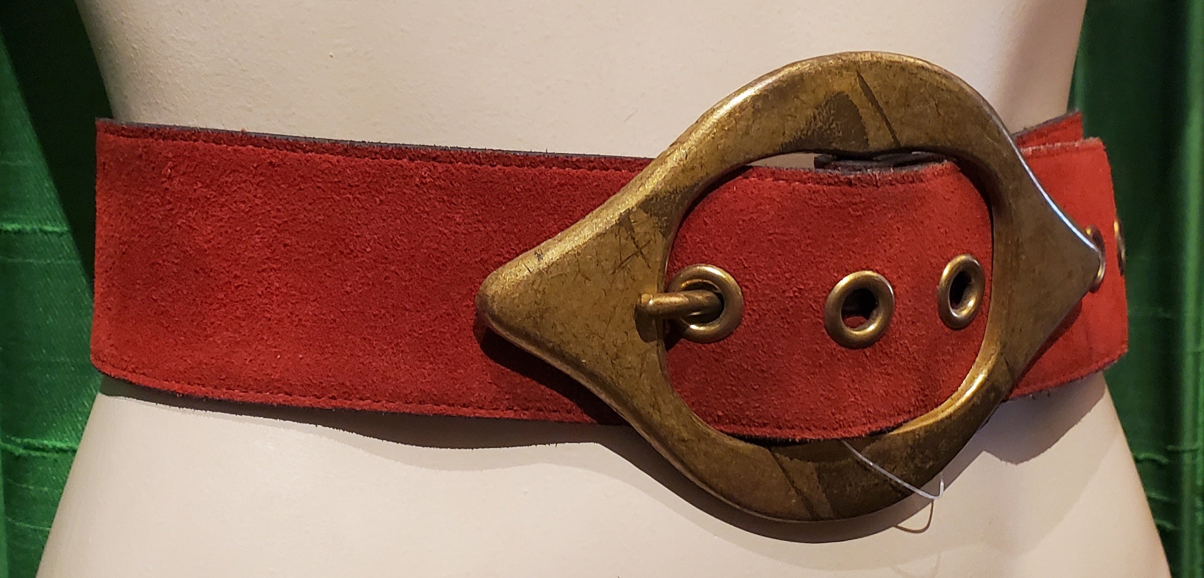 Vintage 60s/70s Burgundy Suede Groovy Mod Belt Huge Brass Buckle By ...