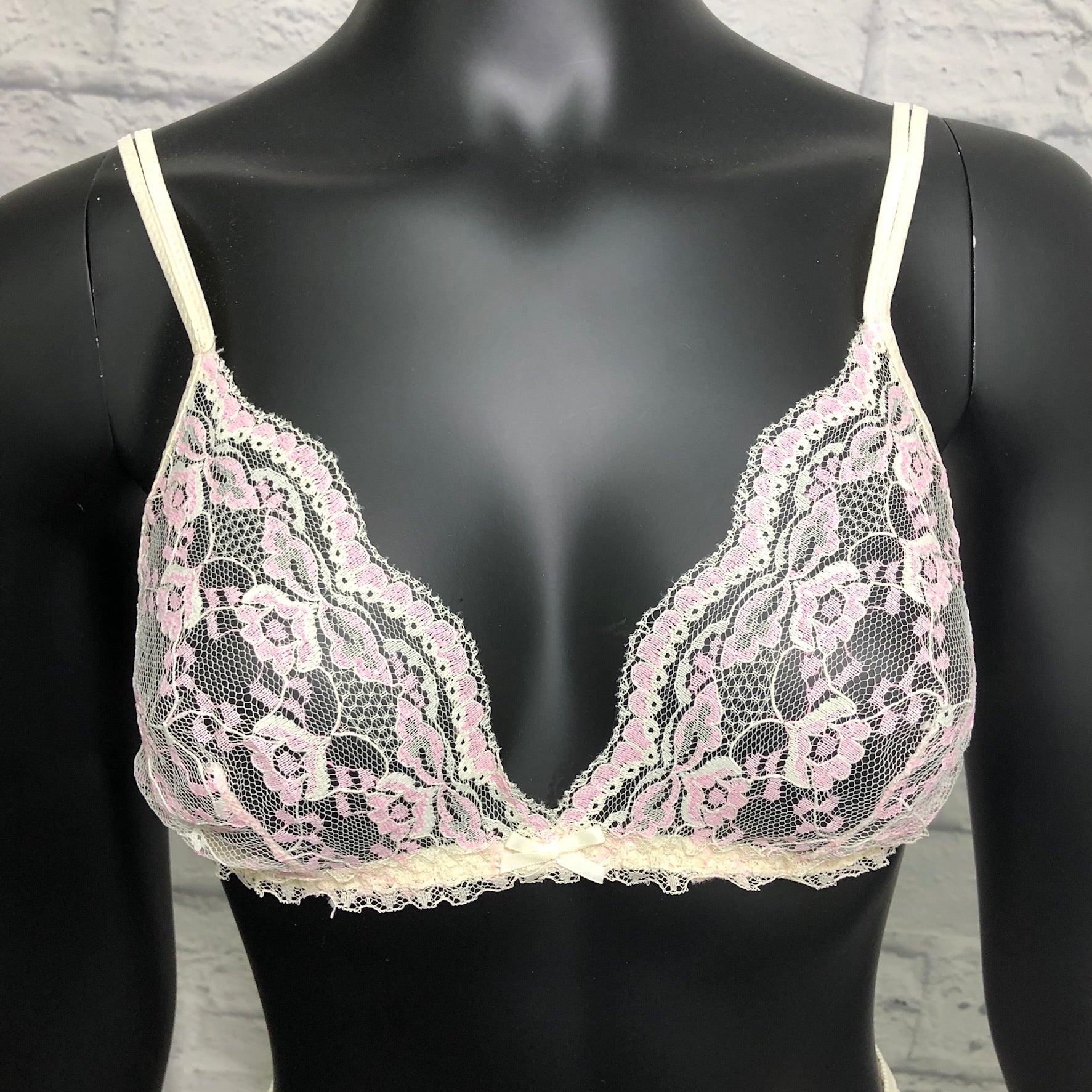 Vintage 70s 80s Lacy Lingerie Set Bra Panties Garter Pink Ivory By Avon