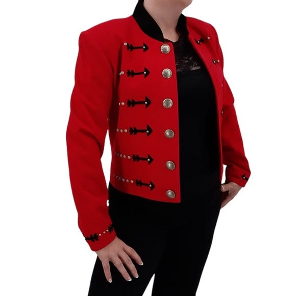 Vintage 80’s Red Black Crop Wool Western Concho Arrow Coat by Bmw ...