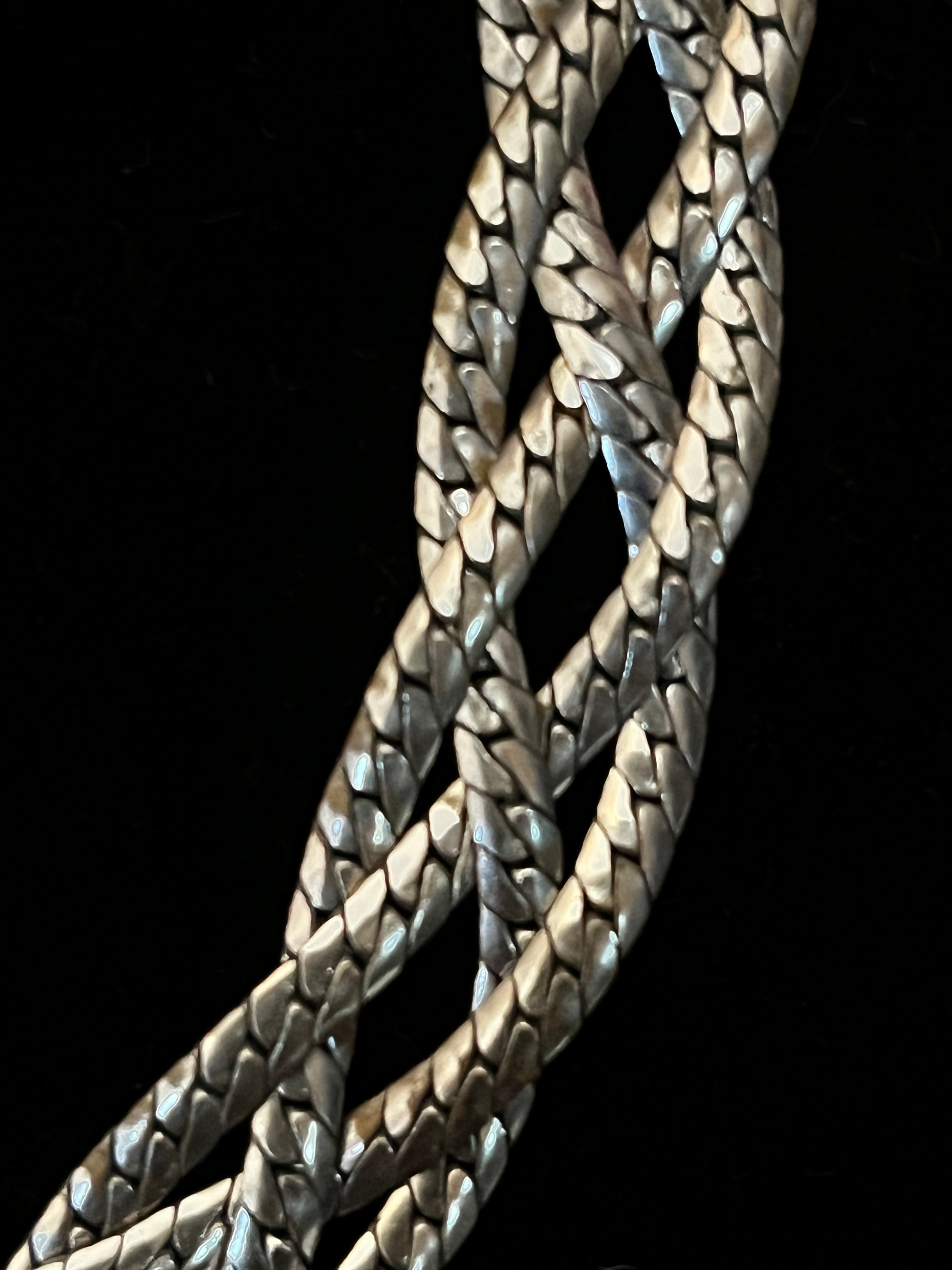 70s Vintage Quadrupled Braided Silver Tone Necklace By Kafin New York ...