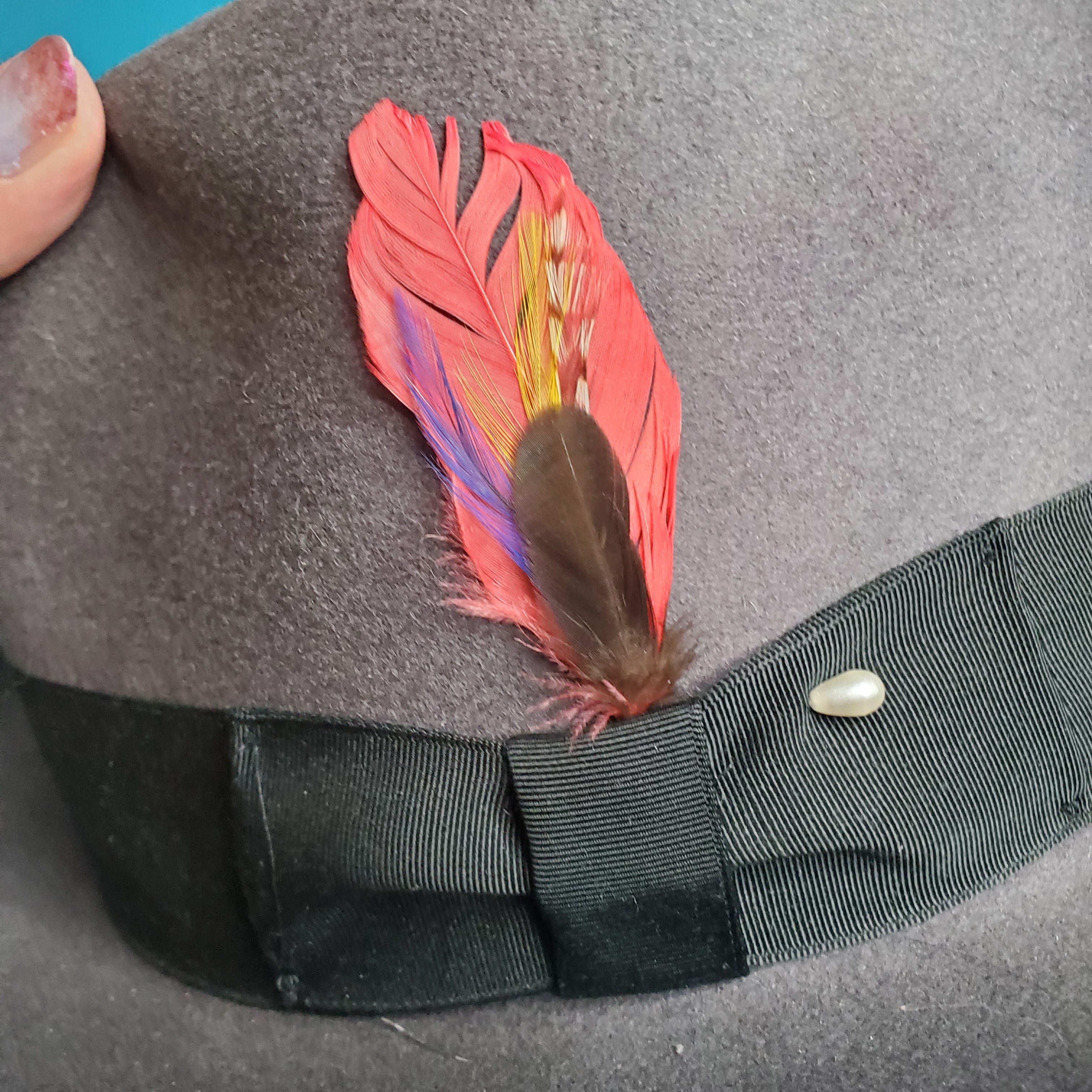 Vintage 50s Gray Wool Black Band Feather Pin Fedora Hat By Hxc Designer ...