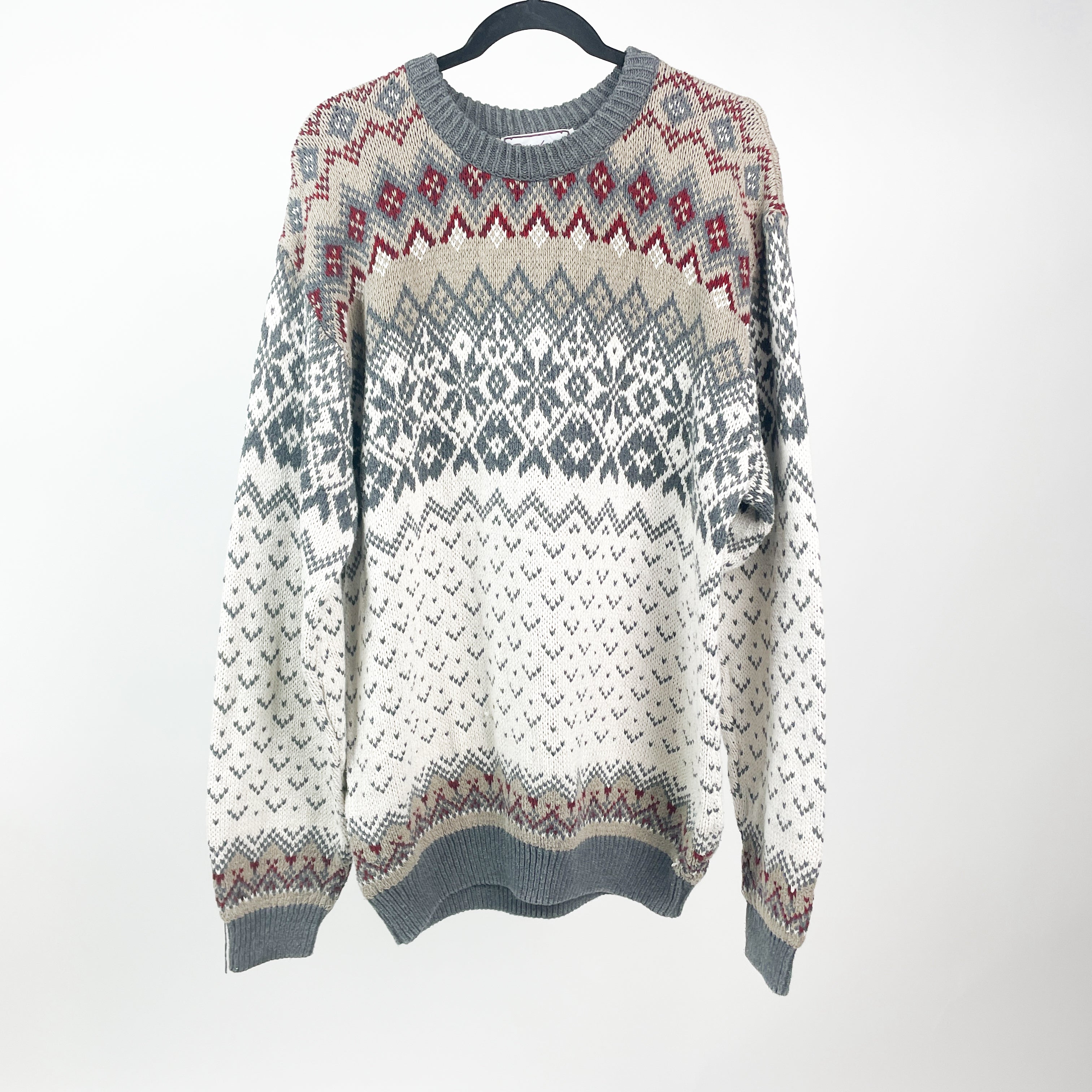 80s/90s Vintage Fair Isle Print Pattern Sweater Oversized | Shop THRILLING