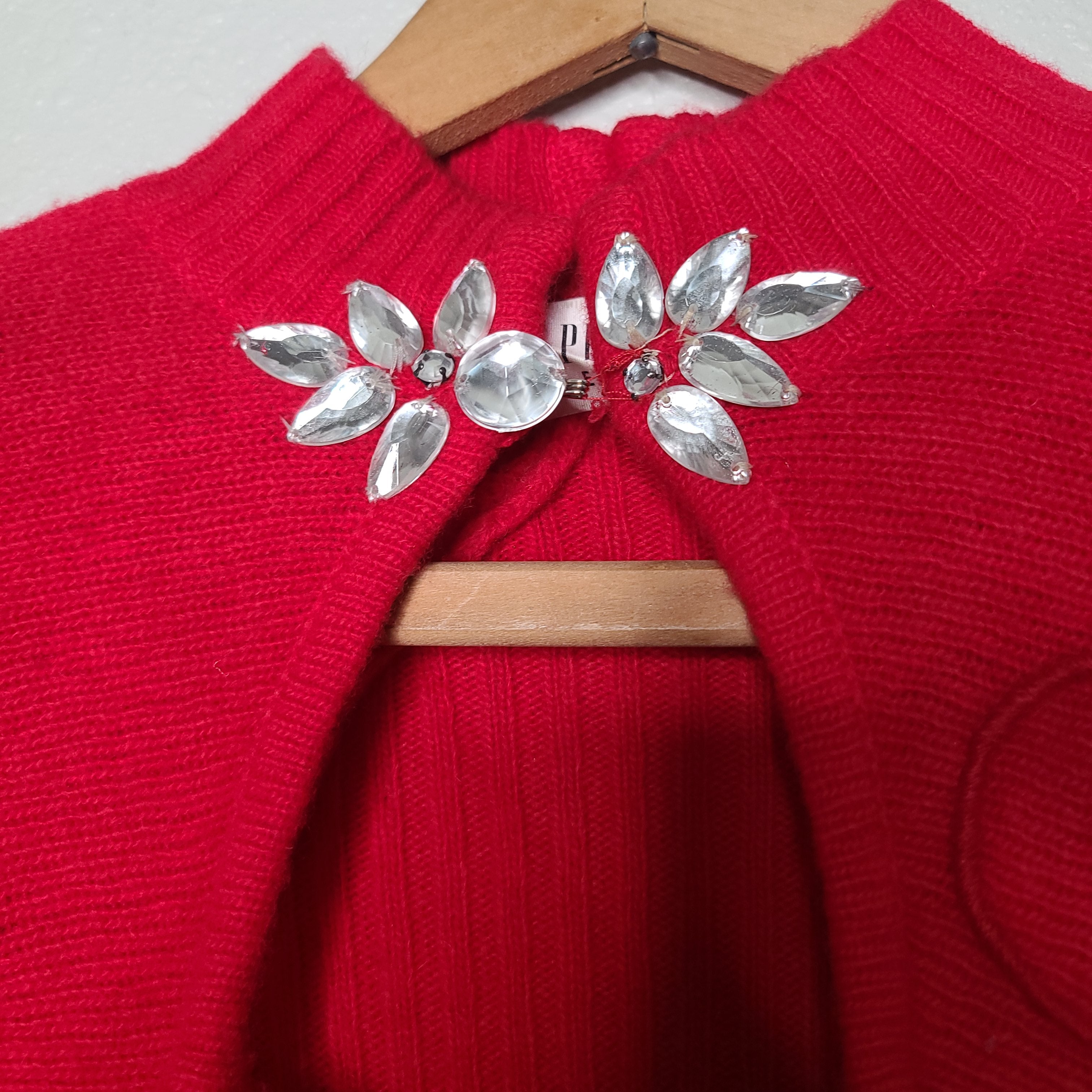 Vintage 80s Red Rhinestone Embellished Sweater By The Prisma Collection ...