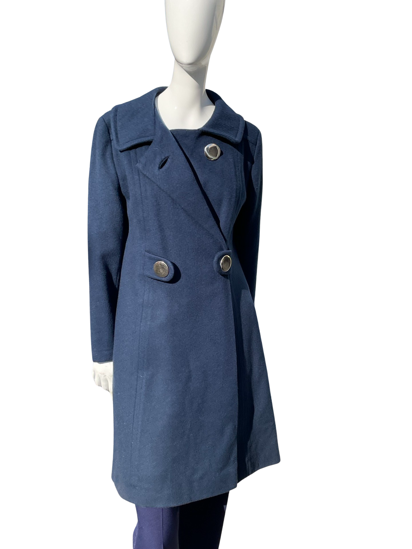 Vintage 60s Blue Wool Midcentury Overcoat With Chrome Buttons | Shop ...