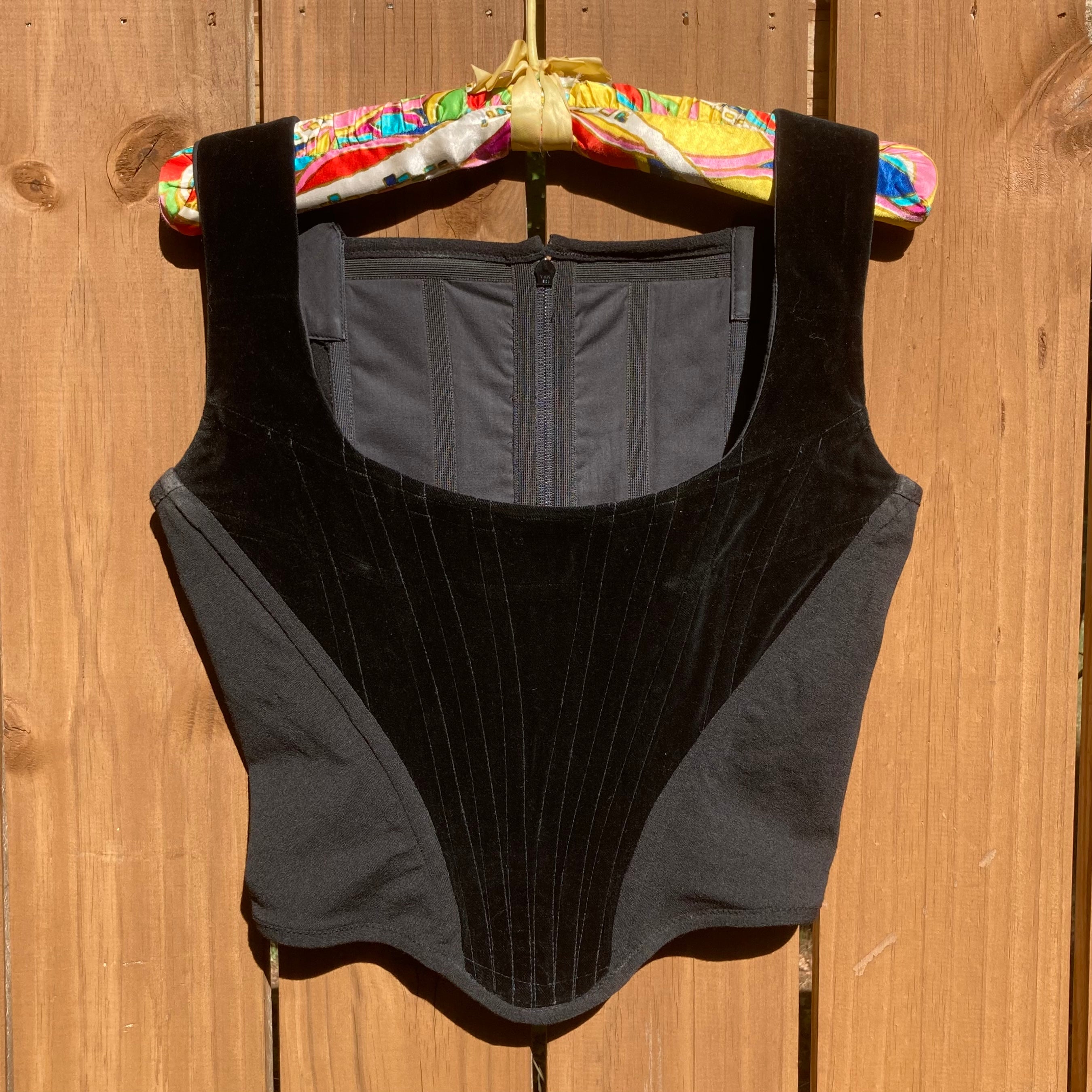 Vintage 90s Iconic Runway Black Velvet Boned Corset Bustier By Vivienne ...