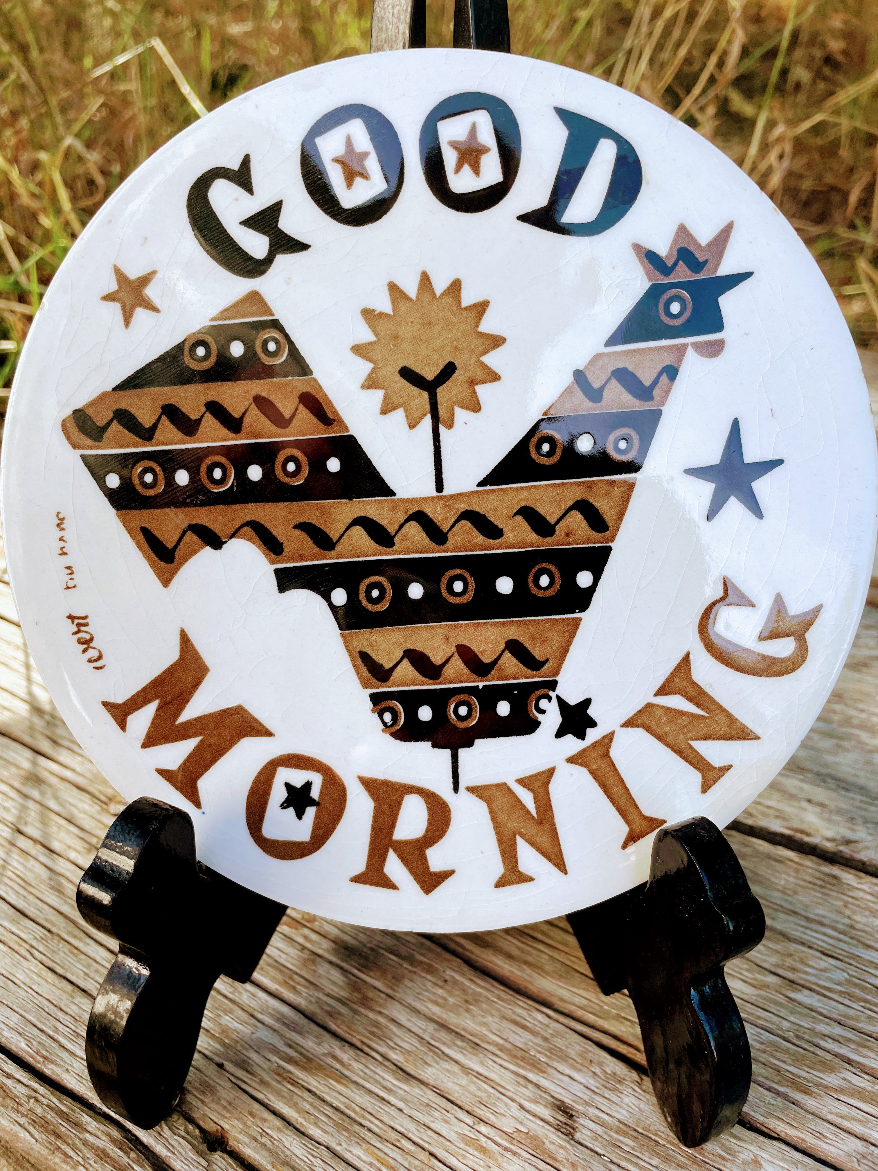 Vintage 50s Good Morning Chicken Tea Trivet Tile By Robert Darr Wert ...