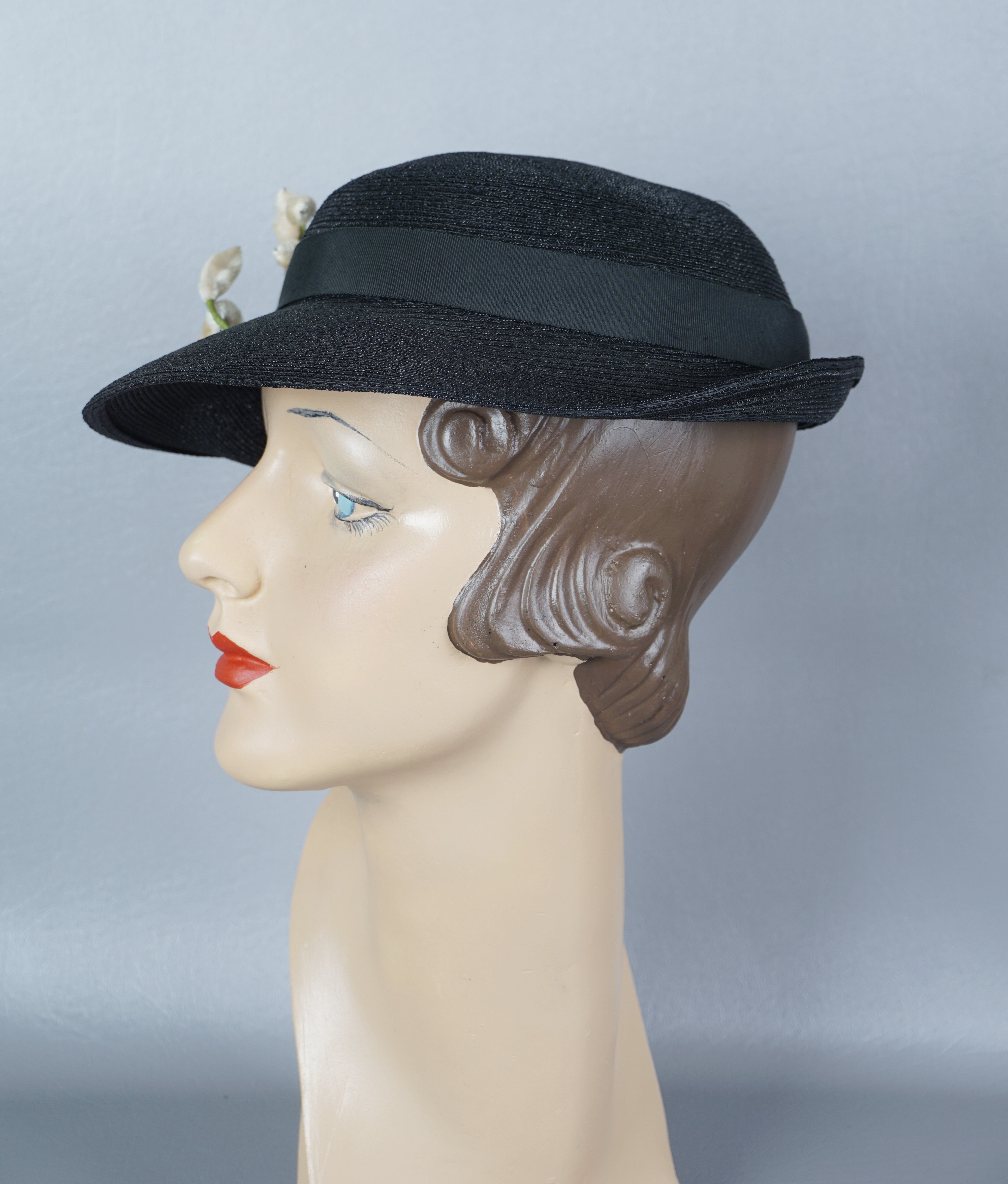 Vintage 40s Black Straw Slouch Style Hat By Gage Brothers | Shop THRILLING