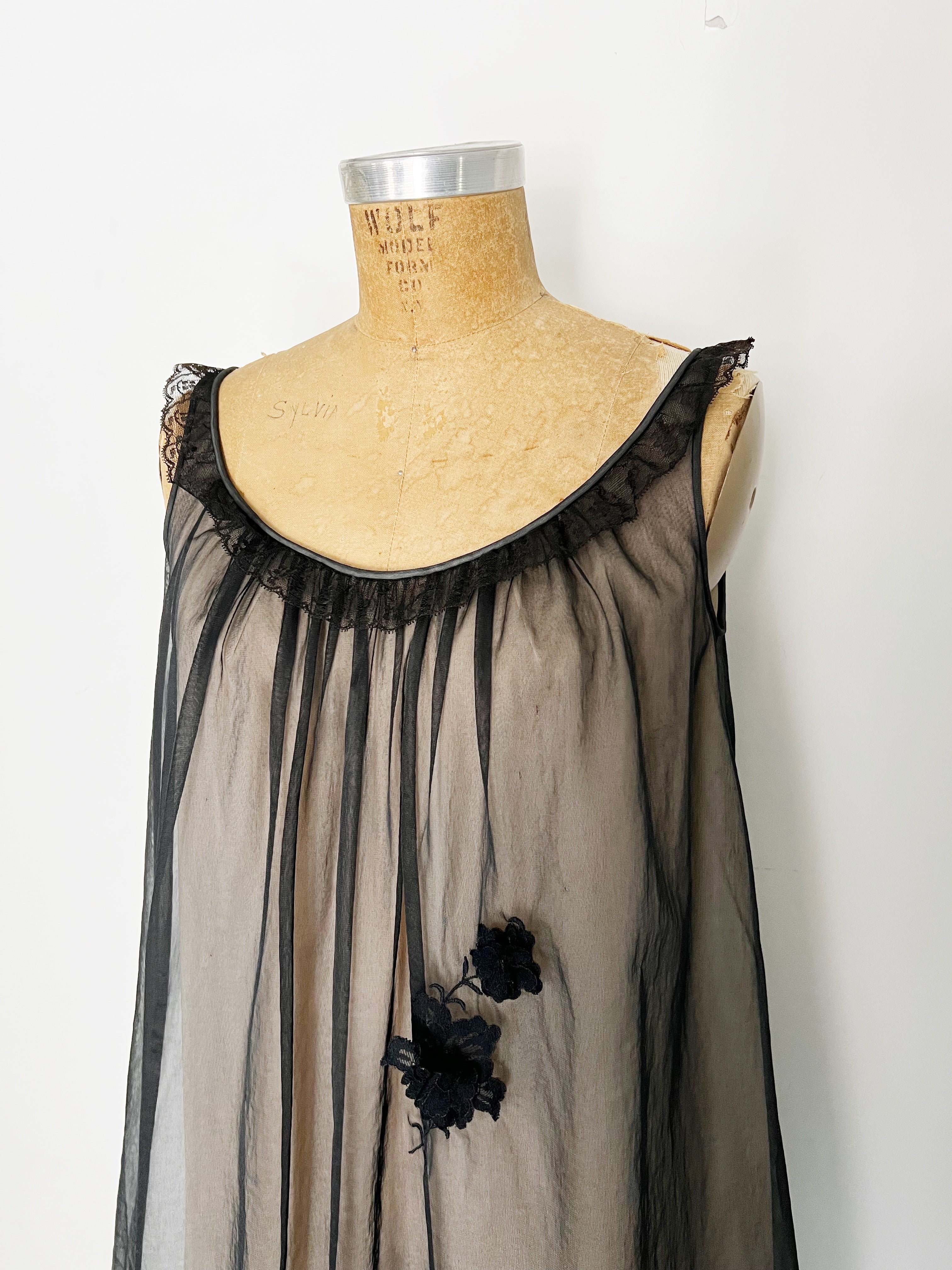 Vintage 60s Black Nylon Chiffon Peignoir And Nightgown Set by Vanity ...